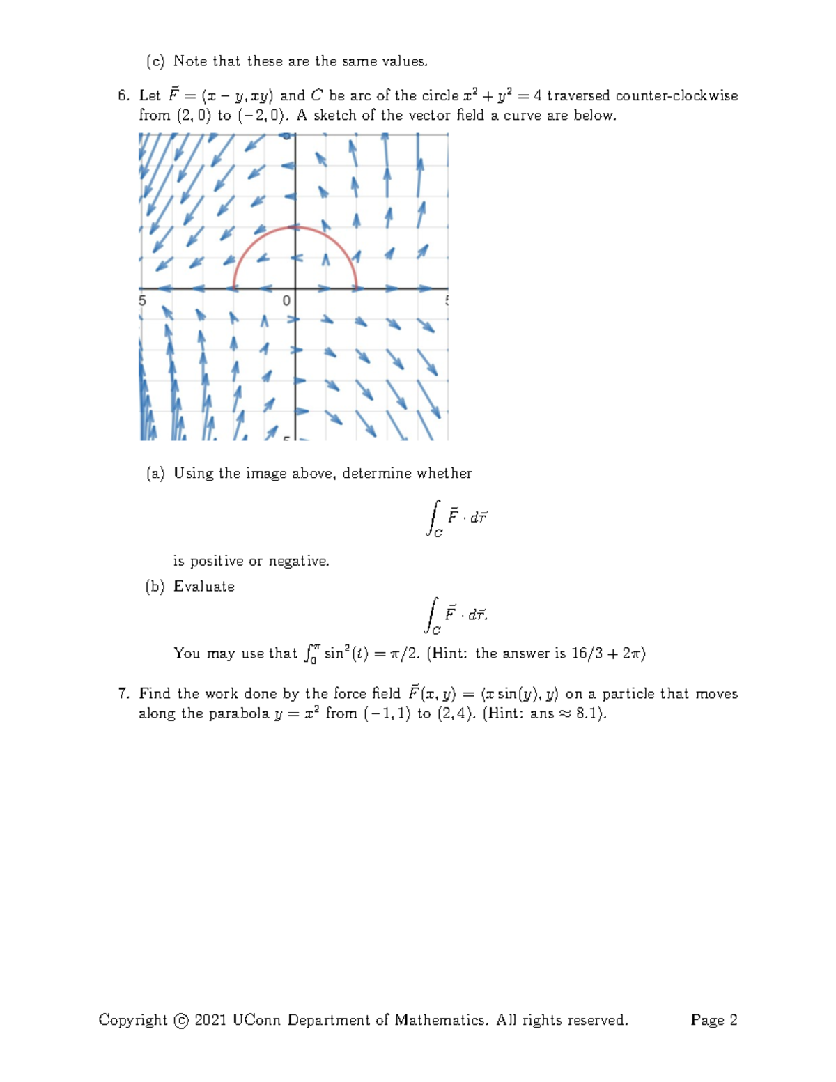 Calc 3 Exam 8 Calc 3 Exam 8 C Note That These Are The Same Values Let ~ F Hx Y Xyi And