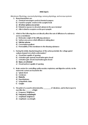 ANSC Quiz - practice quiz questions ANSC - ANSC Quiz’s Membrane ...
