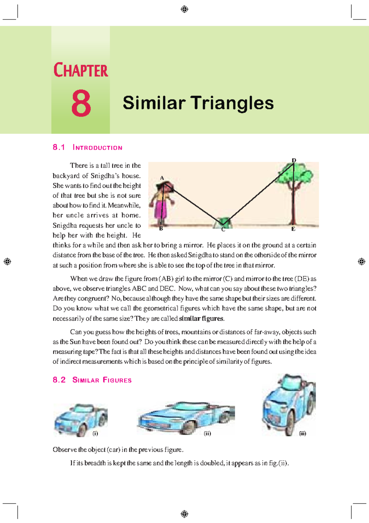 Chapter 8' SIMILAR TRIANGLES'for 10th standered - 8 INTRODUCTION There ...