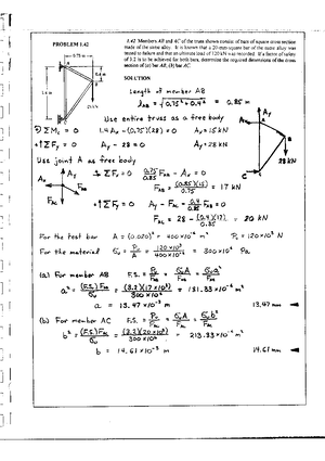 Mechanics OF Materials Problem 1.13-1.25A Solutions - Bachelor of ...