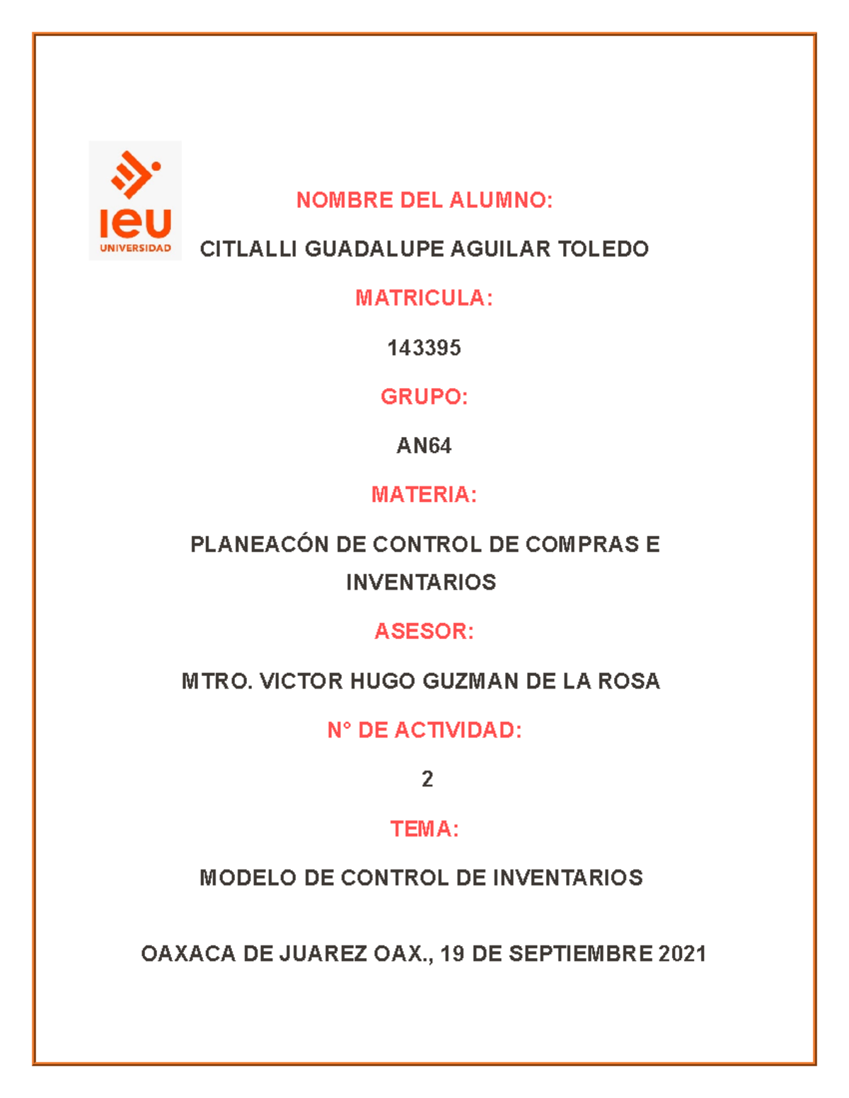 Planeacion Y Control VSM Almacen Y Compras ACT. 2 - Administracion ...