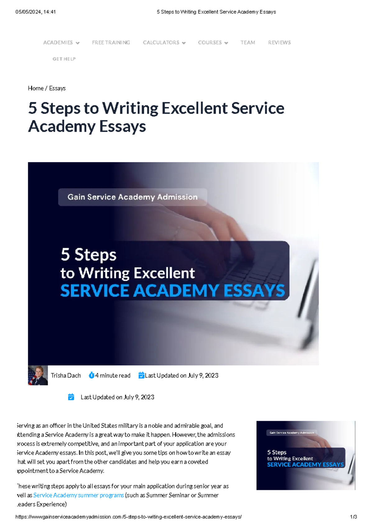5 Steps to Writing Excellent Service Academy Essays - Home / Essays ...