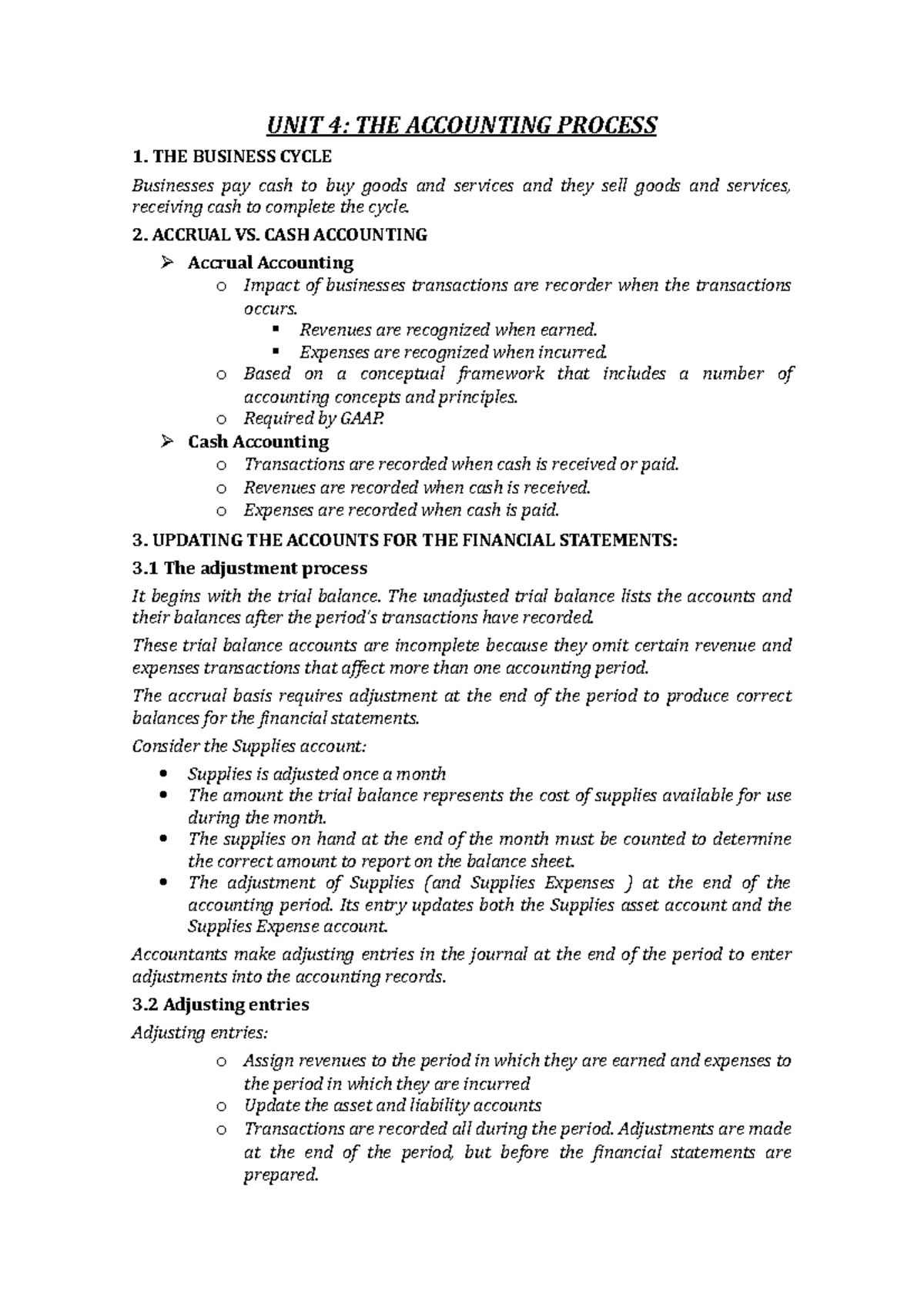 Unit 4 2019 2020 ACCOUNTING - Introduction to Accounting - UC3M - Studocu