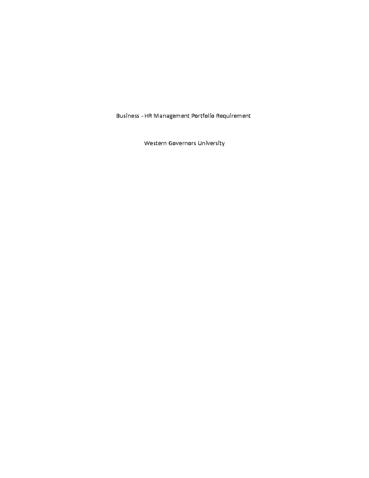 HR Management Portfolio Requirement - Business - HR Management ...
