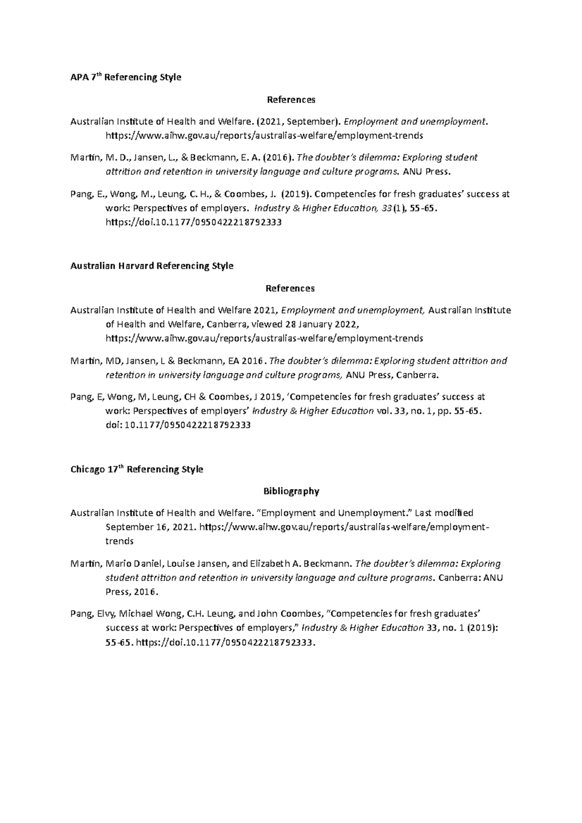 Answer Assessment 2 Referencing styles - APA 7th Referencing Style ...
