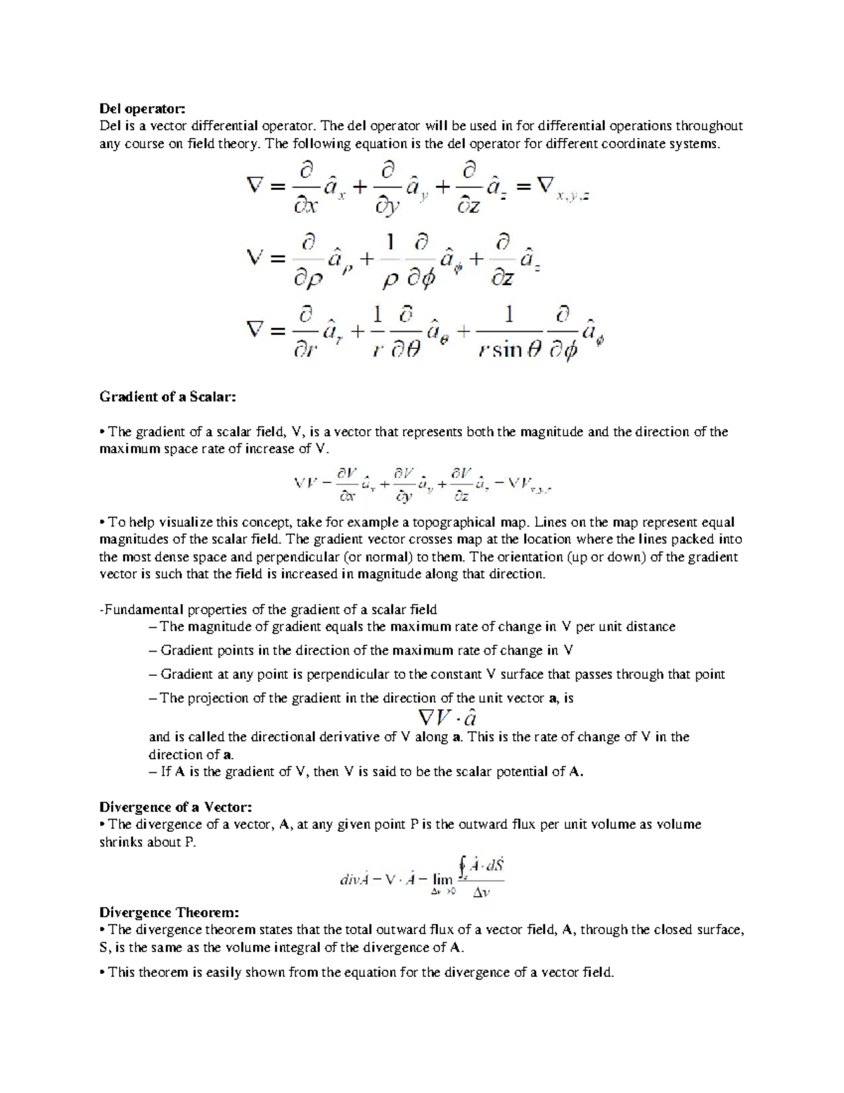 9aet - Gradient of a Scalar: - Del operator: Del is a vector ...