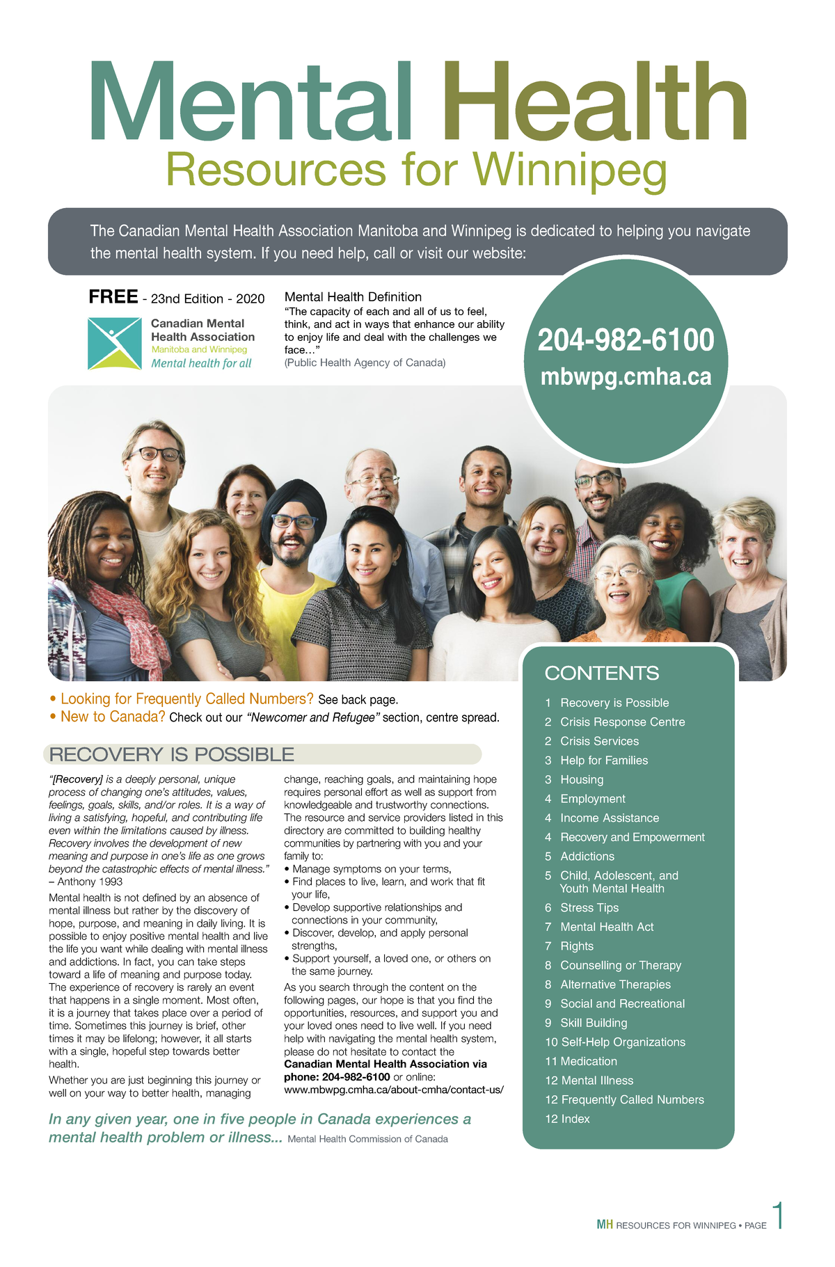 Mental health resource guide for Winnipeg - FREE - 23nd Edition - 2020 ...