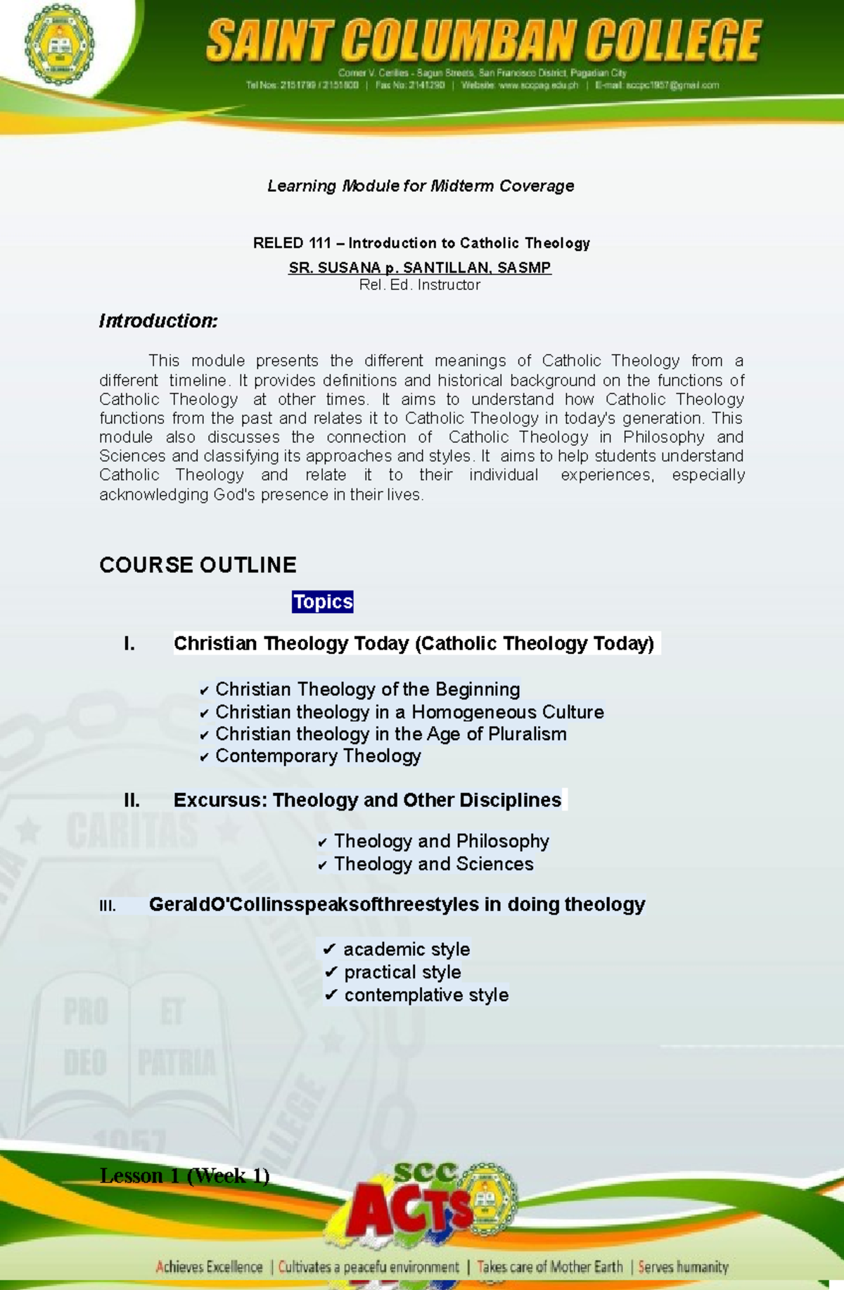 Calunsag,Britney Sar L - Learning Module for Midterm Coverage RELED 111 ...