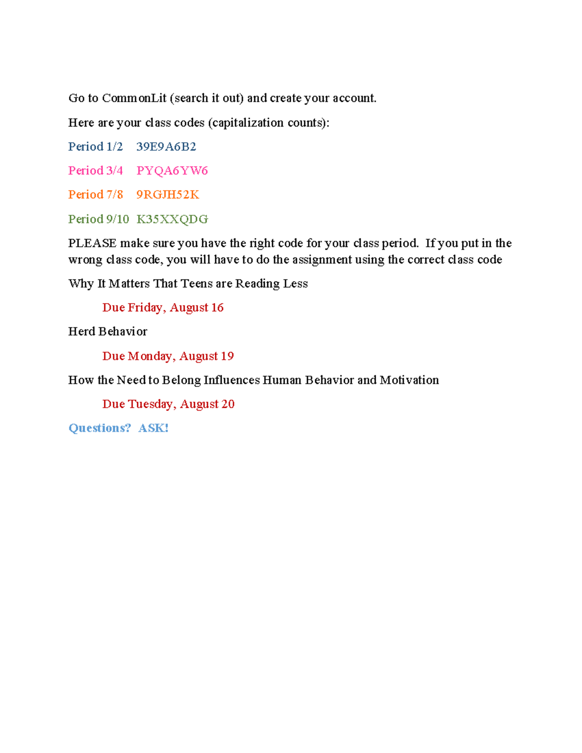 Common Lit middle school - Go to CommonLit (search it out) and create ...