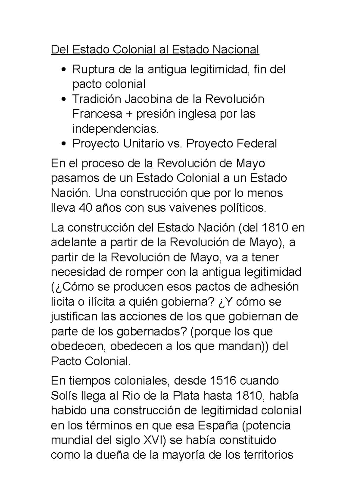 Del Estado Colonial al Estado Nacional (Recuperado automáticamente ...