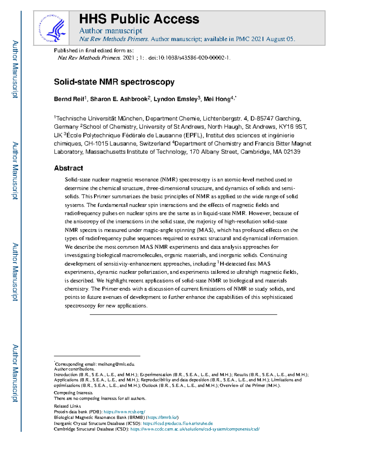 Nature review primers-1693157 - Solid-state NMR spectroscopy Bernd Reif ...