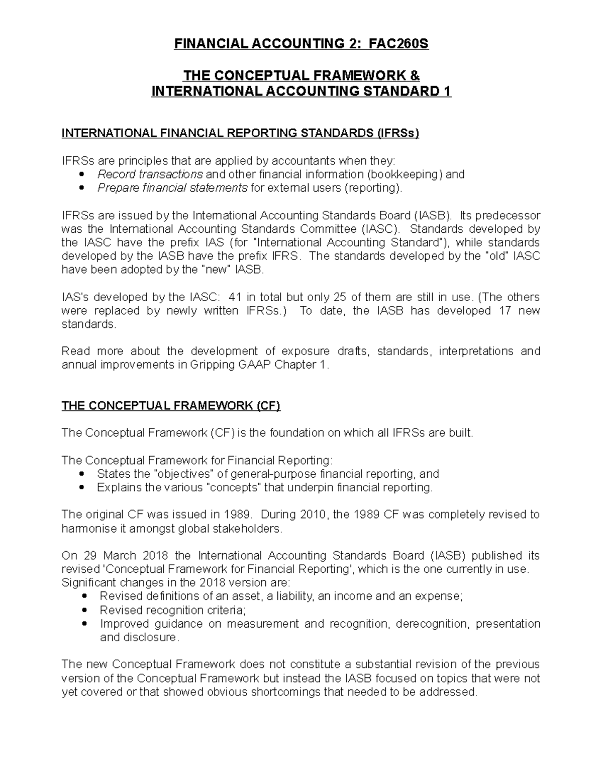 2020 Conceptual Framework and IAS1 notes and Question Bank - FINANCIAL ...
