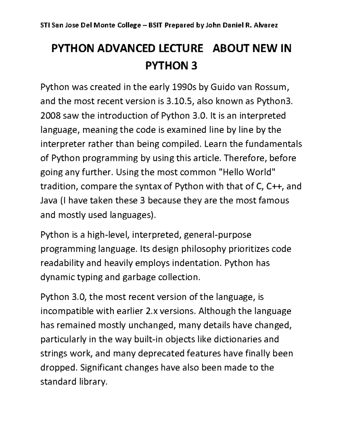 Quality Python Lecture about New in Python - PYTHON ADVANCED LECTURE ...
