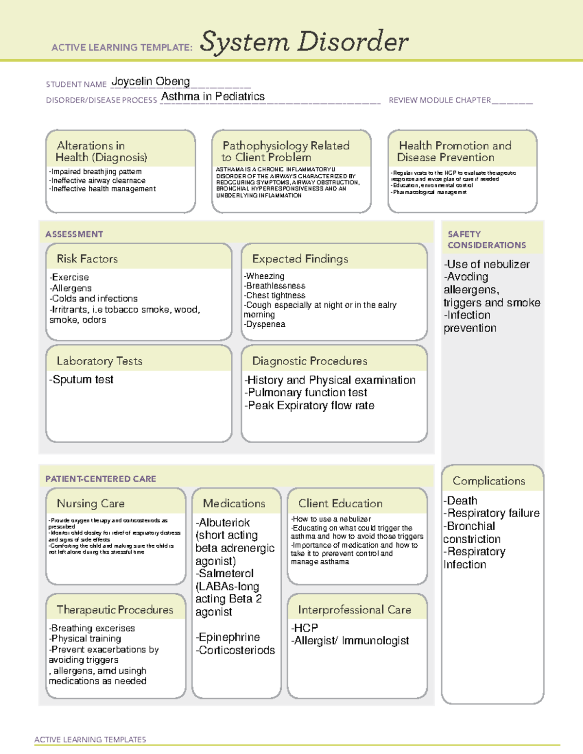 System Disorder: Active Learning Template for Nursing Care and ...