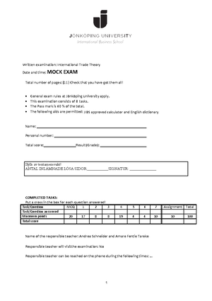 Exercise 4 with solutions - Exercise 4 International Trade Theory Jonna ...