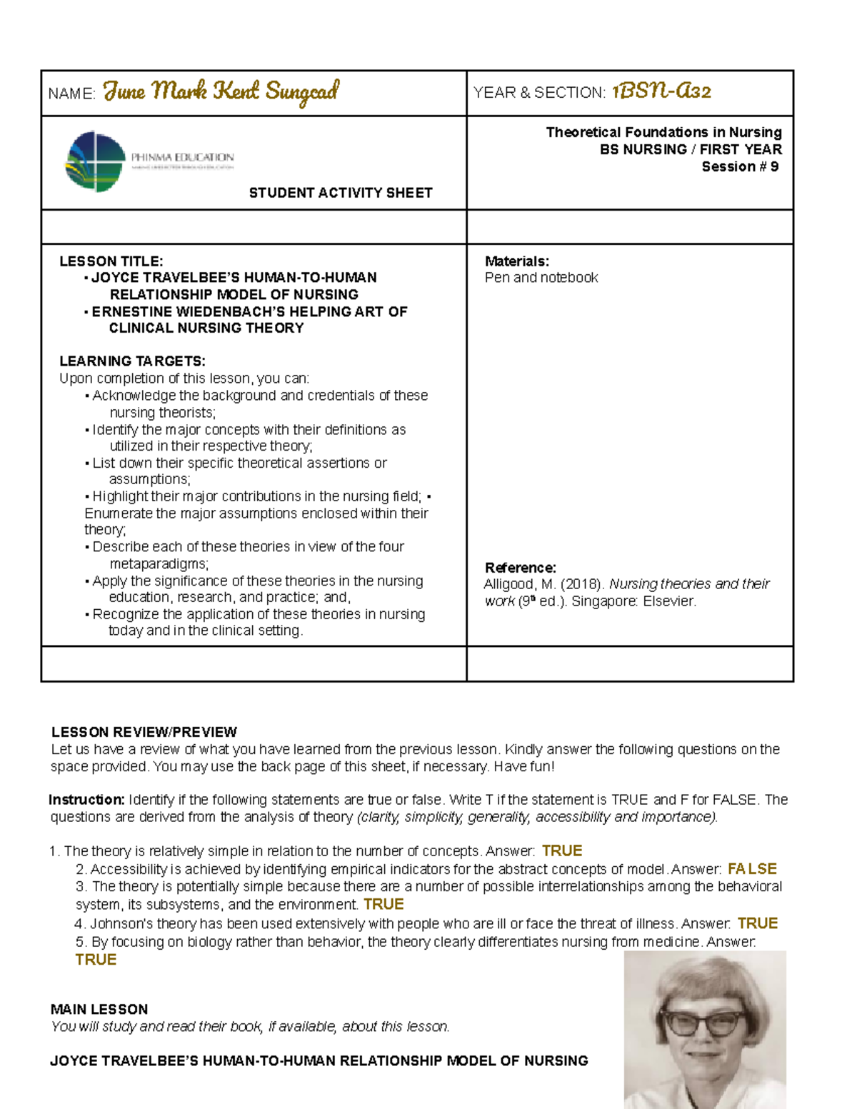 Session #9 SAS - TFN - TFN - NAME: Jun Mar Ken Sungca YEAR & SECTION: 1BSN-A STUDENT ACTIVITY ...