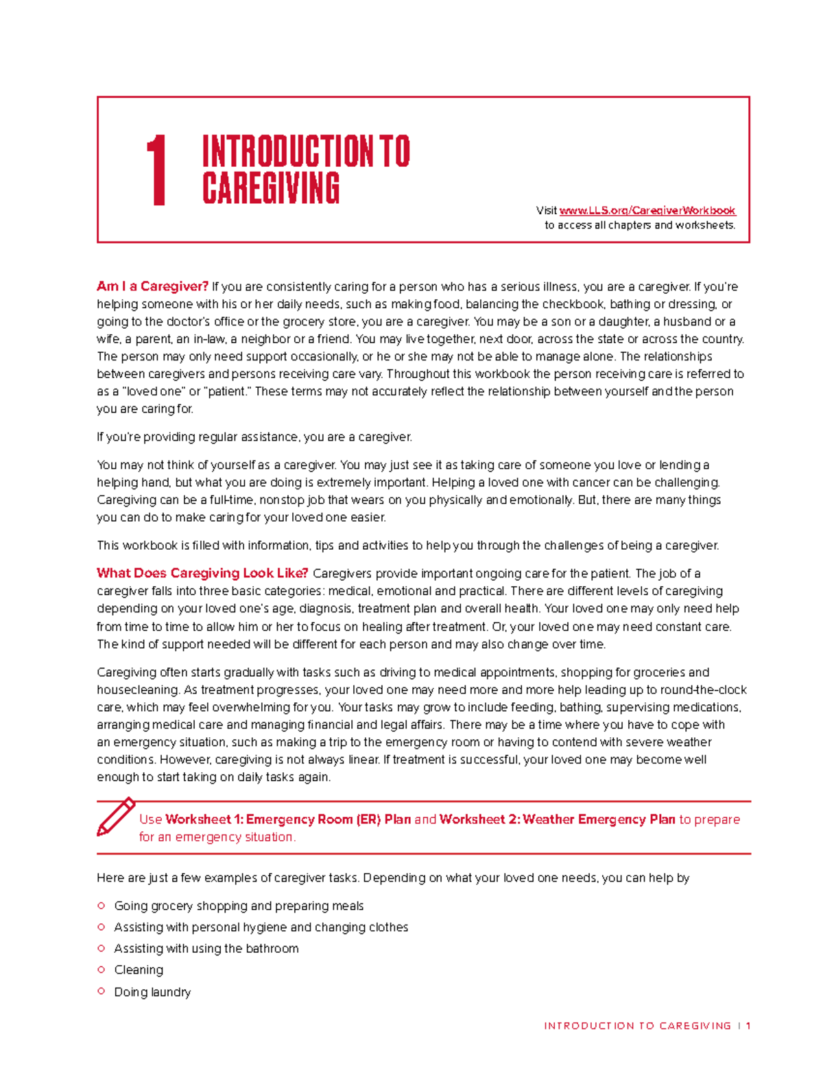 Caregiver Workbook Ch1 Introduction to Caregiving 2019 - I N T R O D U ...