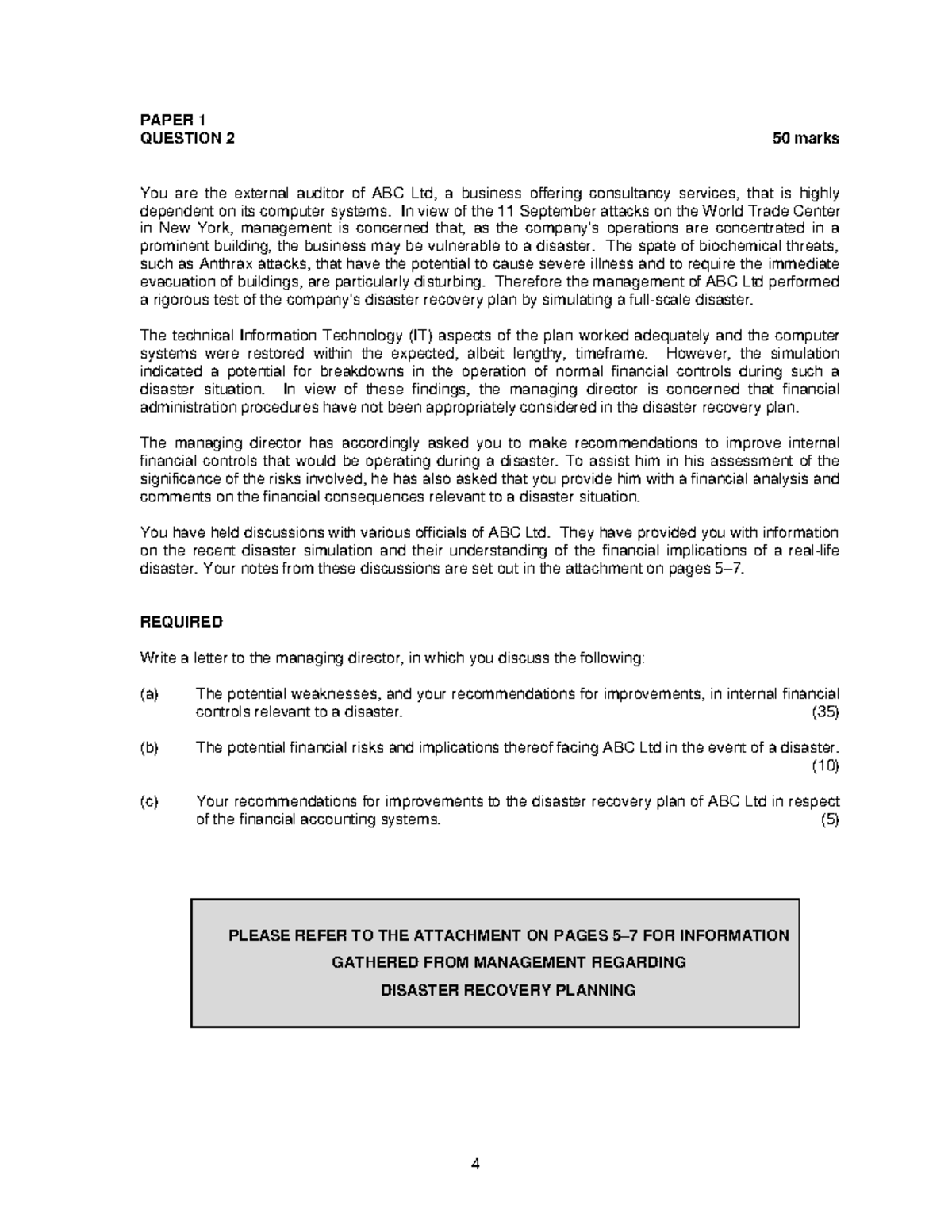 Question 2 - PRACTICE MATERIAL FOR ITC - PAPER 1 QUESTION 2 50 marks ...