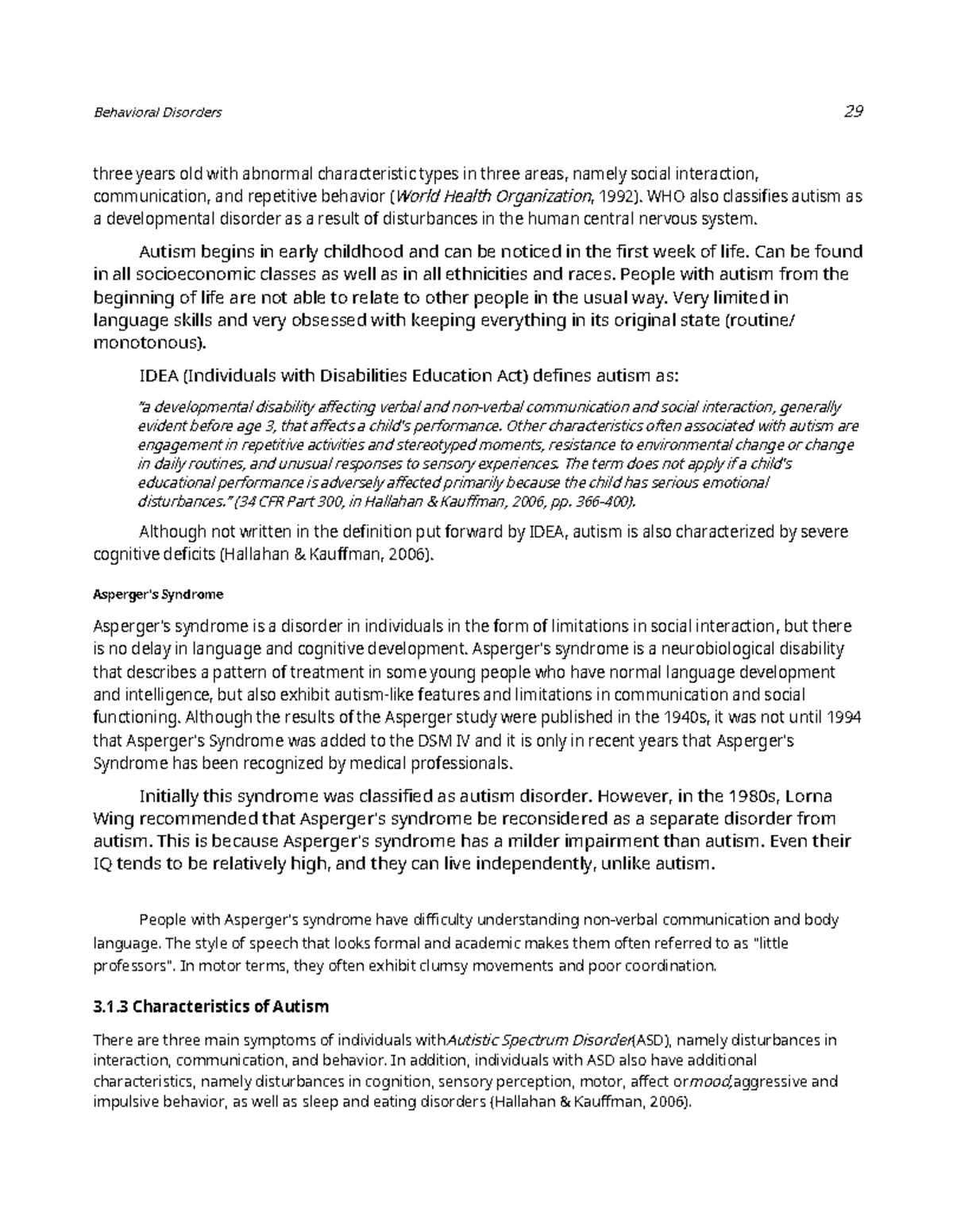 Psychology of Children with Special Needs - Behavioral Disorders 29 ...