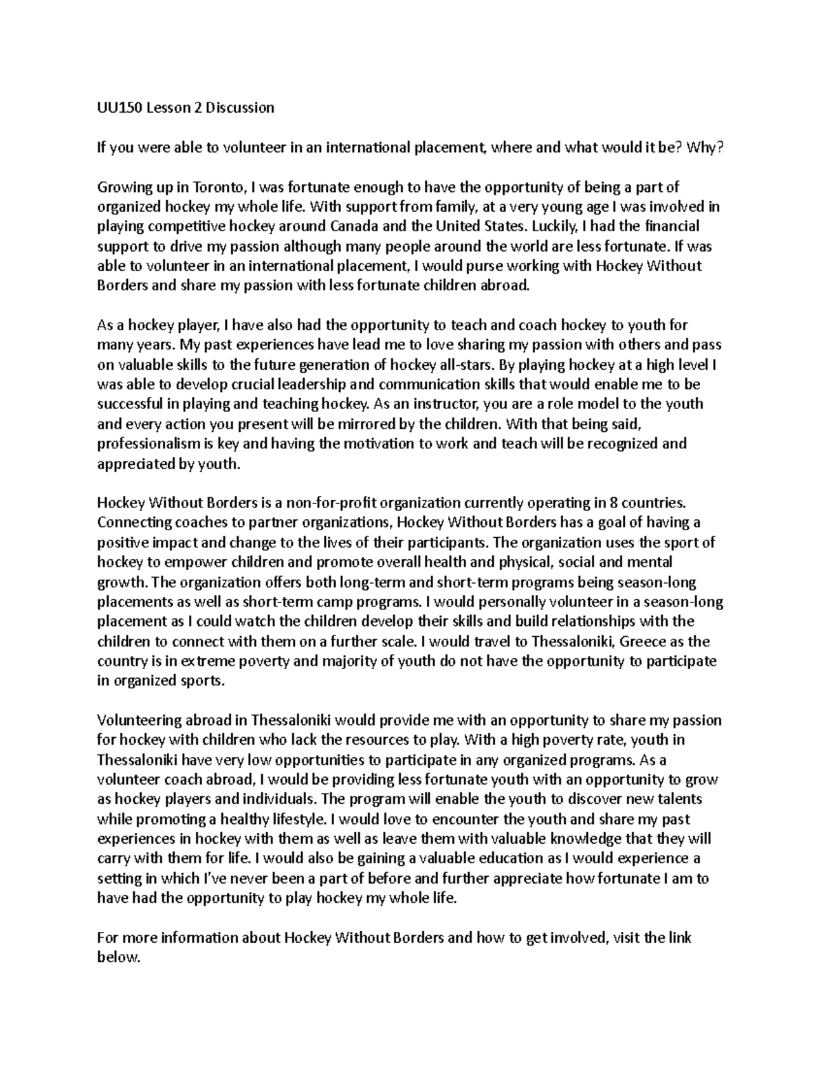 UU150 Lesson 2 Discussion - UU150 Lesson 2 Discussion If you were able ...