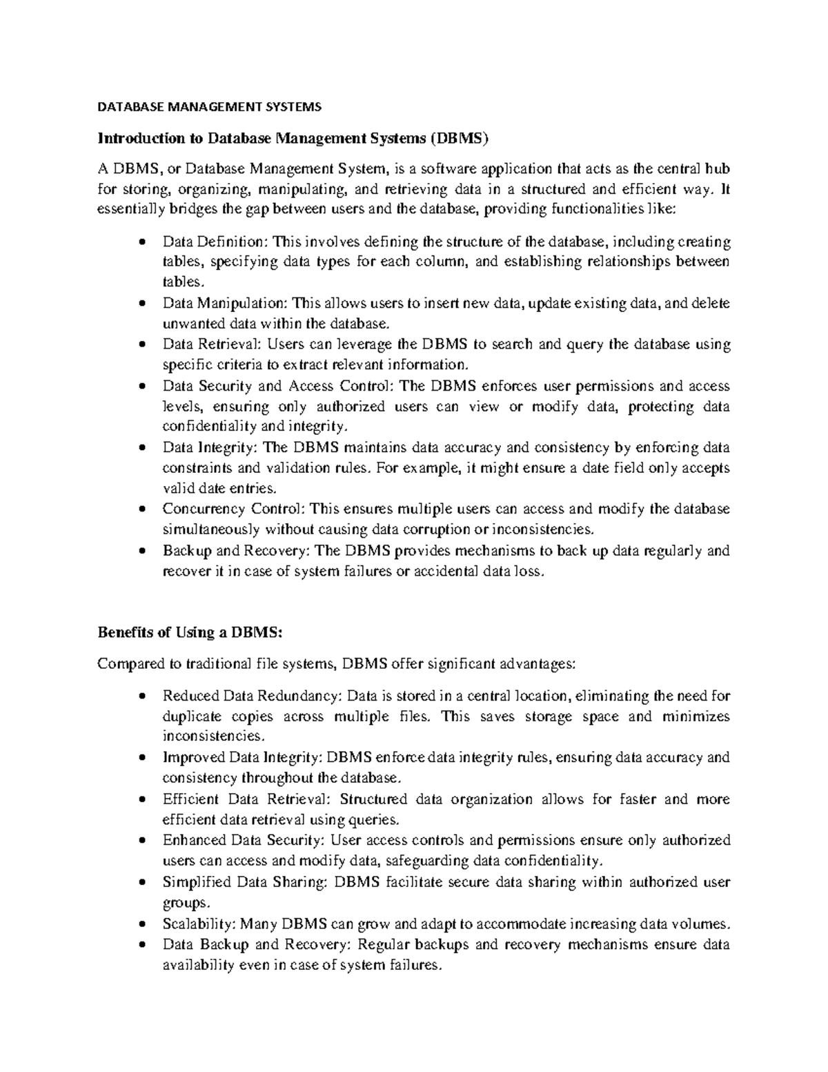 Inroduction TO Database Systems - DATABASE MANAGEMENT SYSTEMS Introduction to Database ...