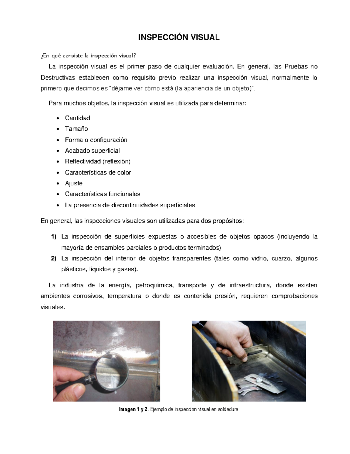 Ilide - Ecxelente - INSPECCIÓN VISUAL ¿En qué consiste la inspección ...