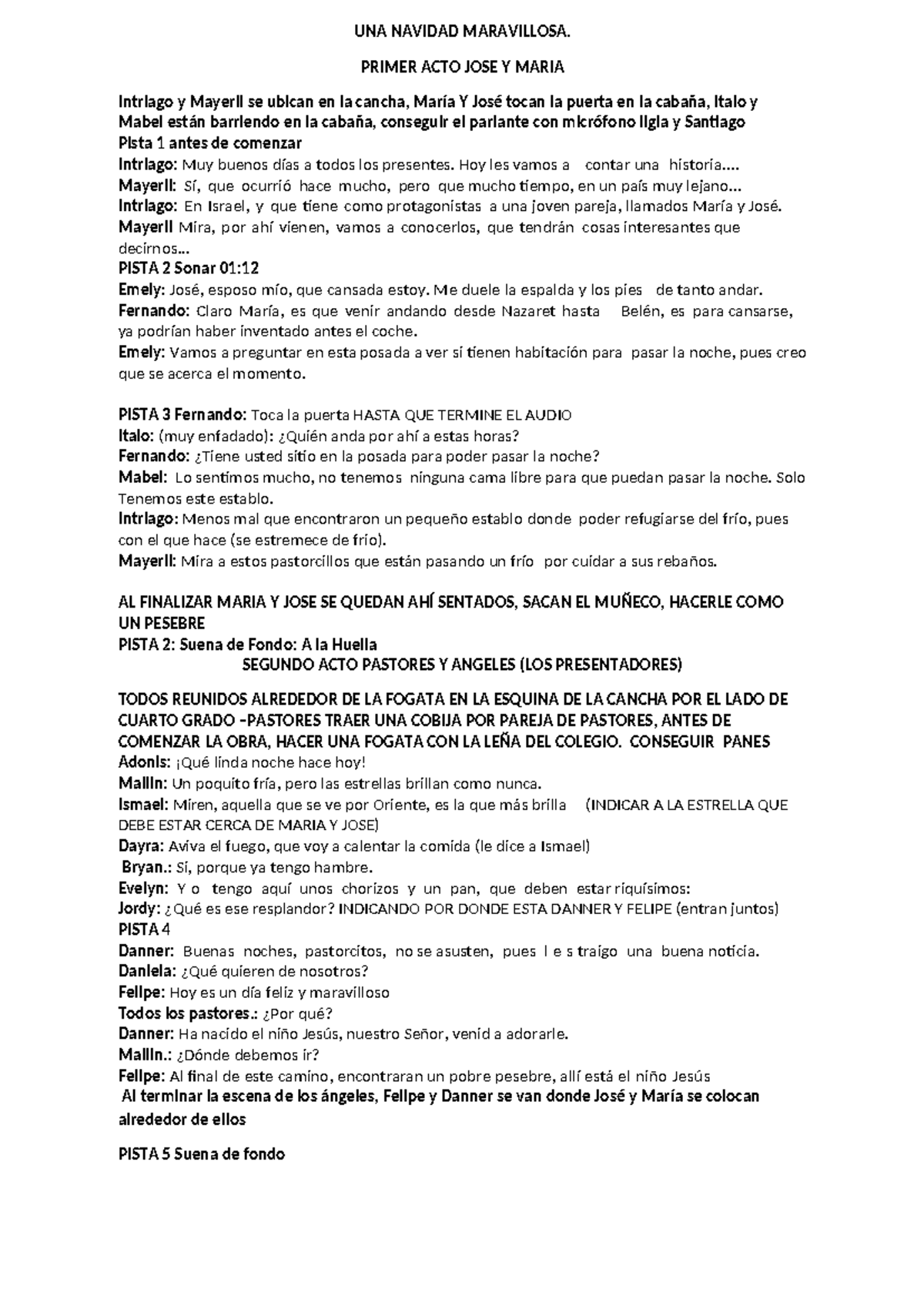 Guion de obra de teatro - UNA NAVIDAD MARAVILLOSA. PRIMER ACTO JOSE Y ...