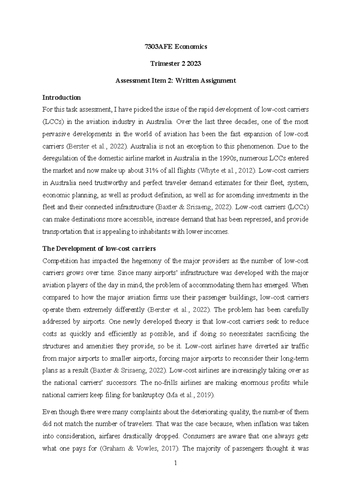 7303AFE Economics - Sample assignments for students - 7303AFE Economics Trimester 2 2023 ...