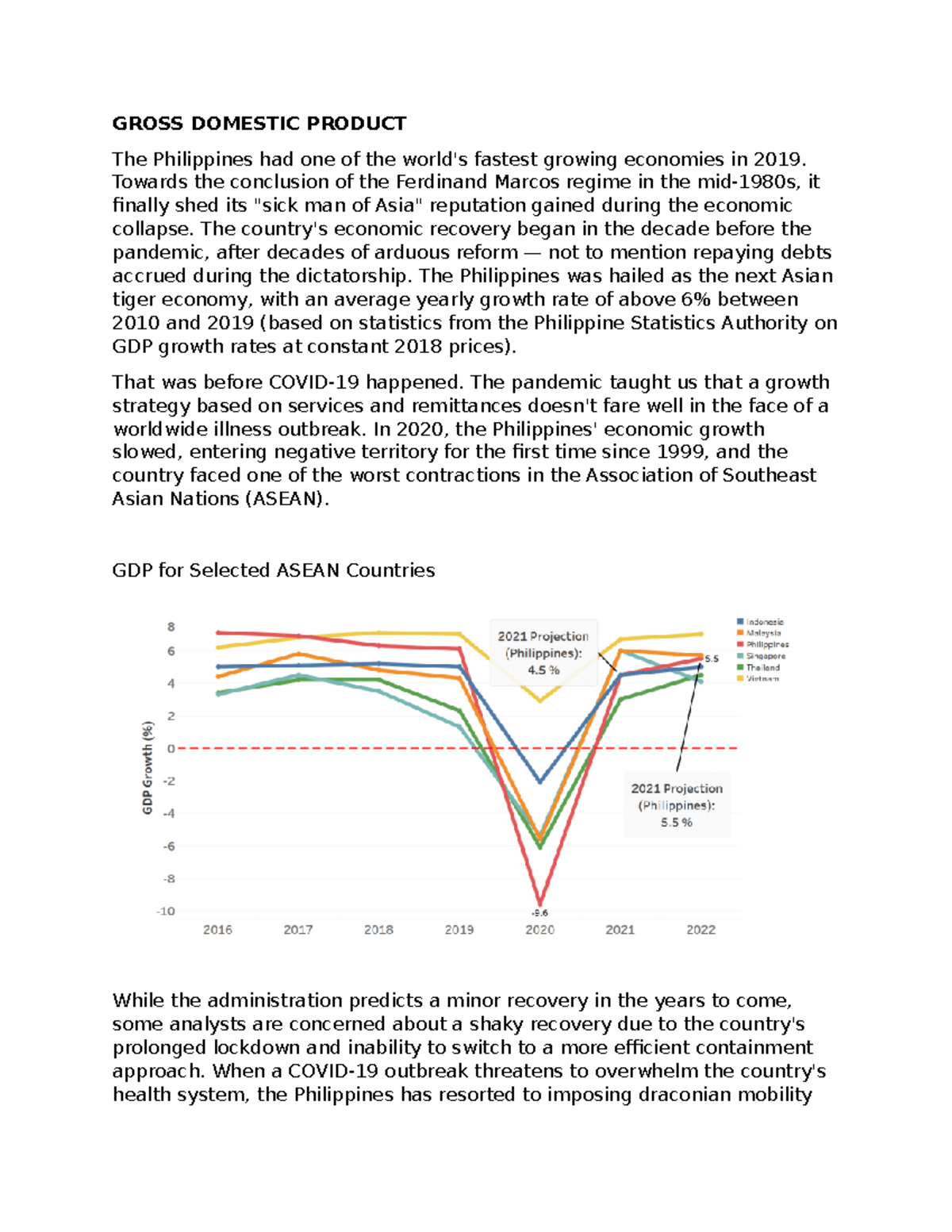 Gross Domestic Product - GROSS DOMESTIC PRODUCT The Philippines had one ...