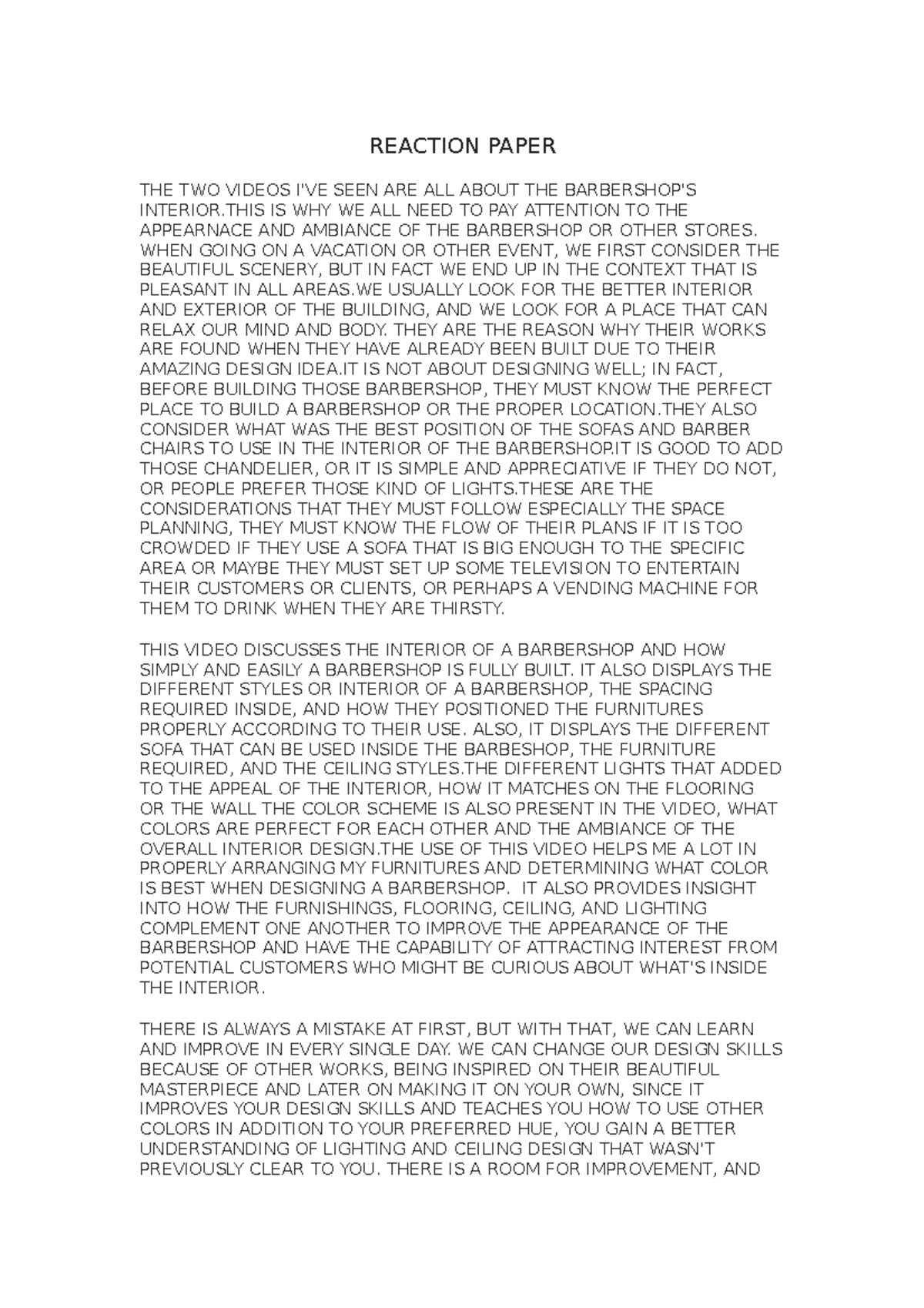 Reaction Paper - FAAAAAAAAAAAAAS - REACTION PAPER THE TWO VIDEOS I'VE ...