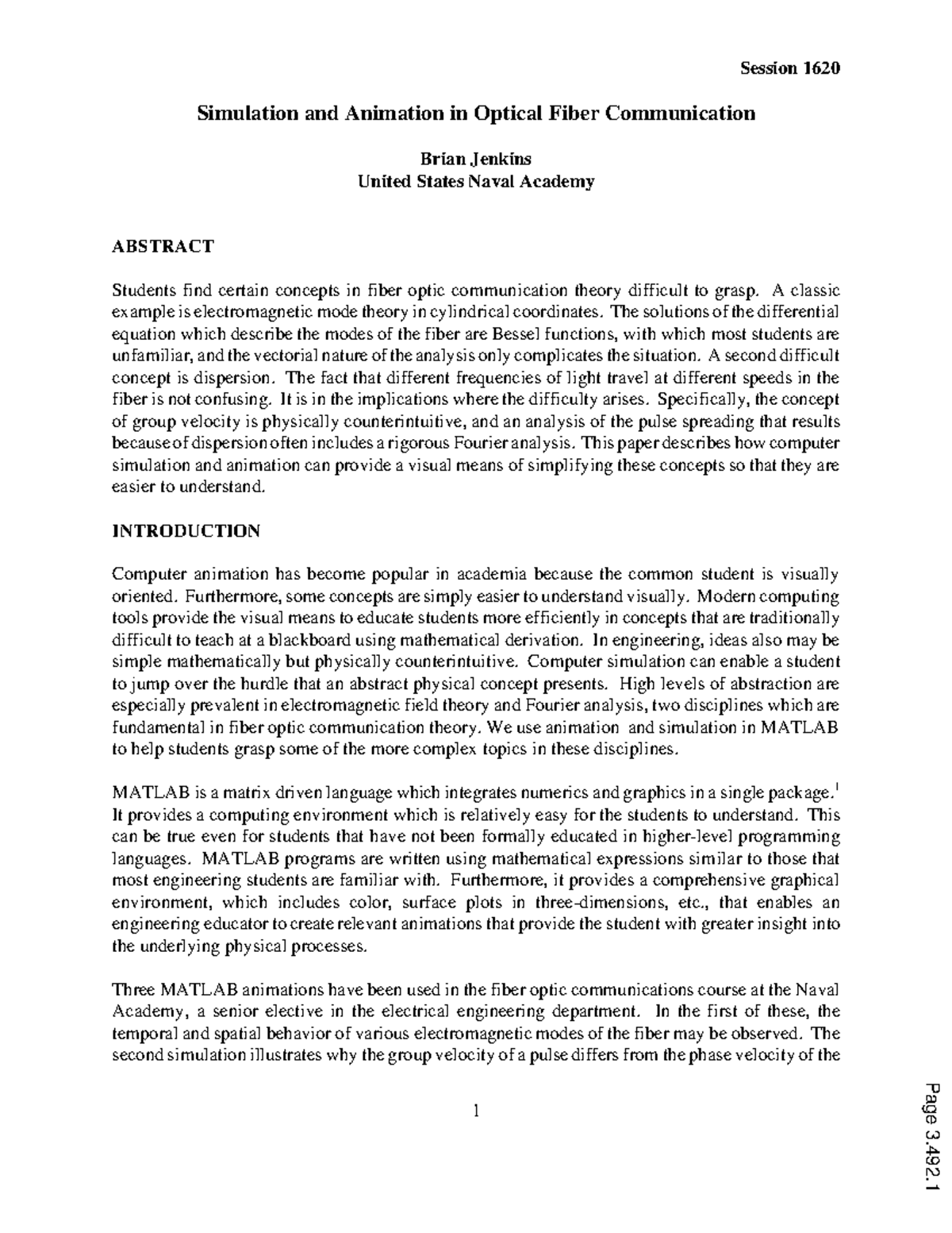 Simulation and animation in optical fiber communication - Session 1620 ...