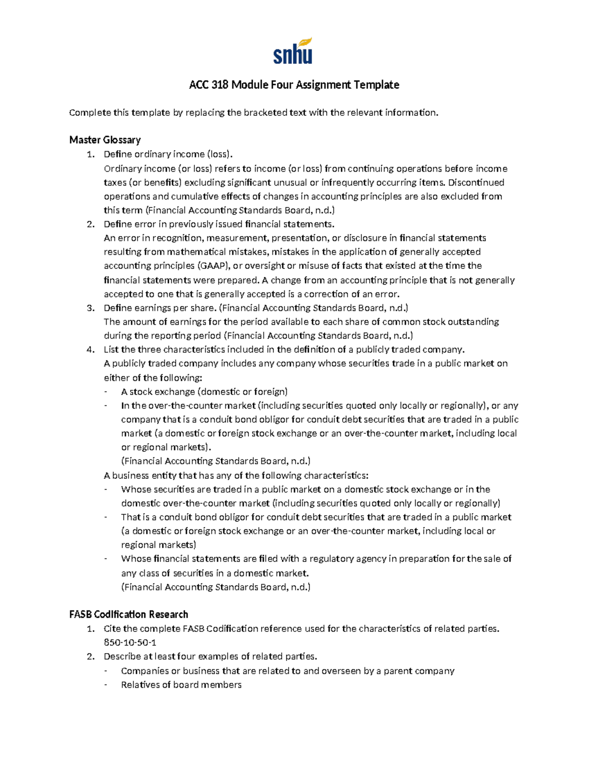 ACC 318 Module Four Assignment - Master Glossary 1. Define ordinary ...