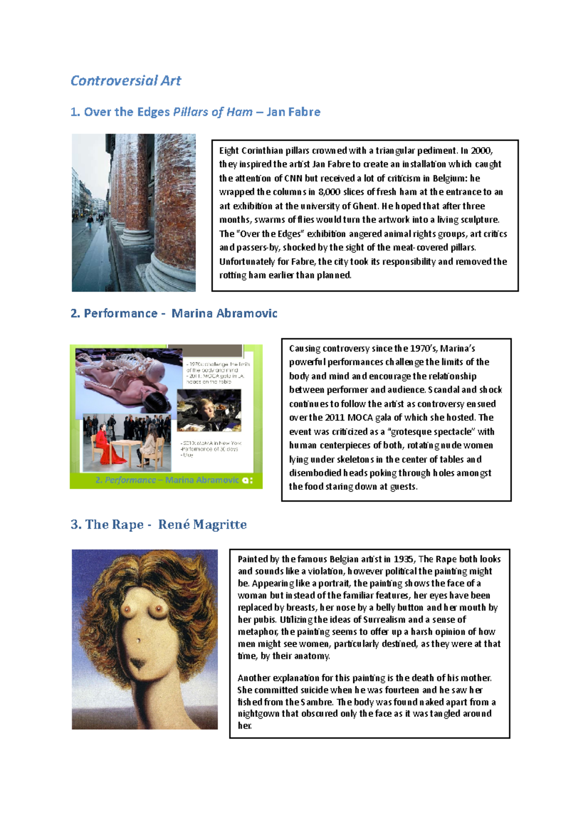 Controversial Art explanation - Controversial Art 1. Over the Edges ...