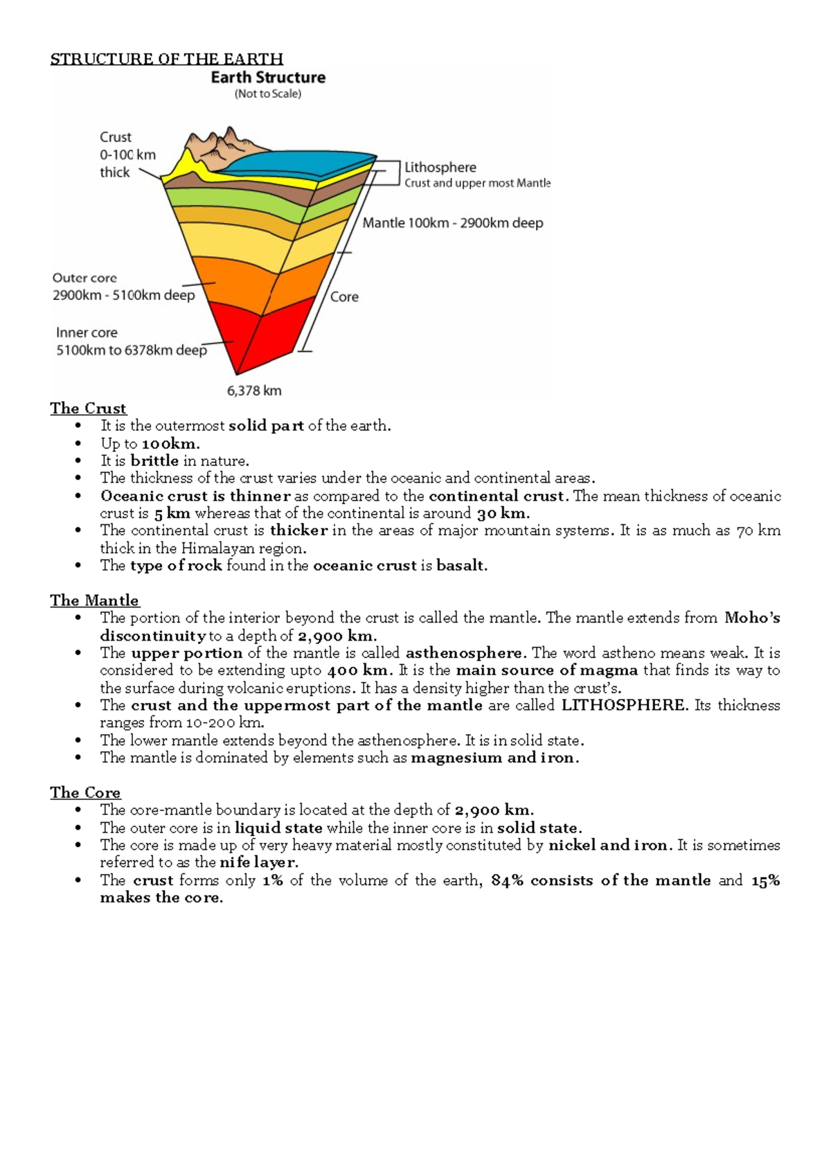 Structure OF Earth - It's lecture notes - STRUCTURE OF THE EARTH The ...