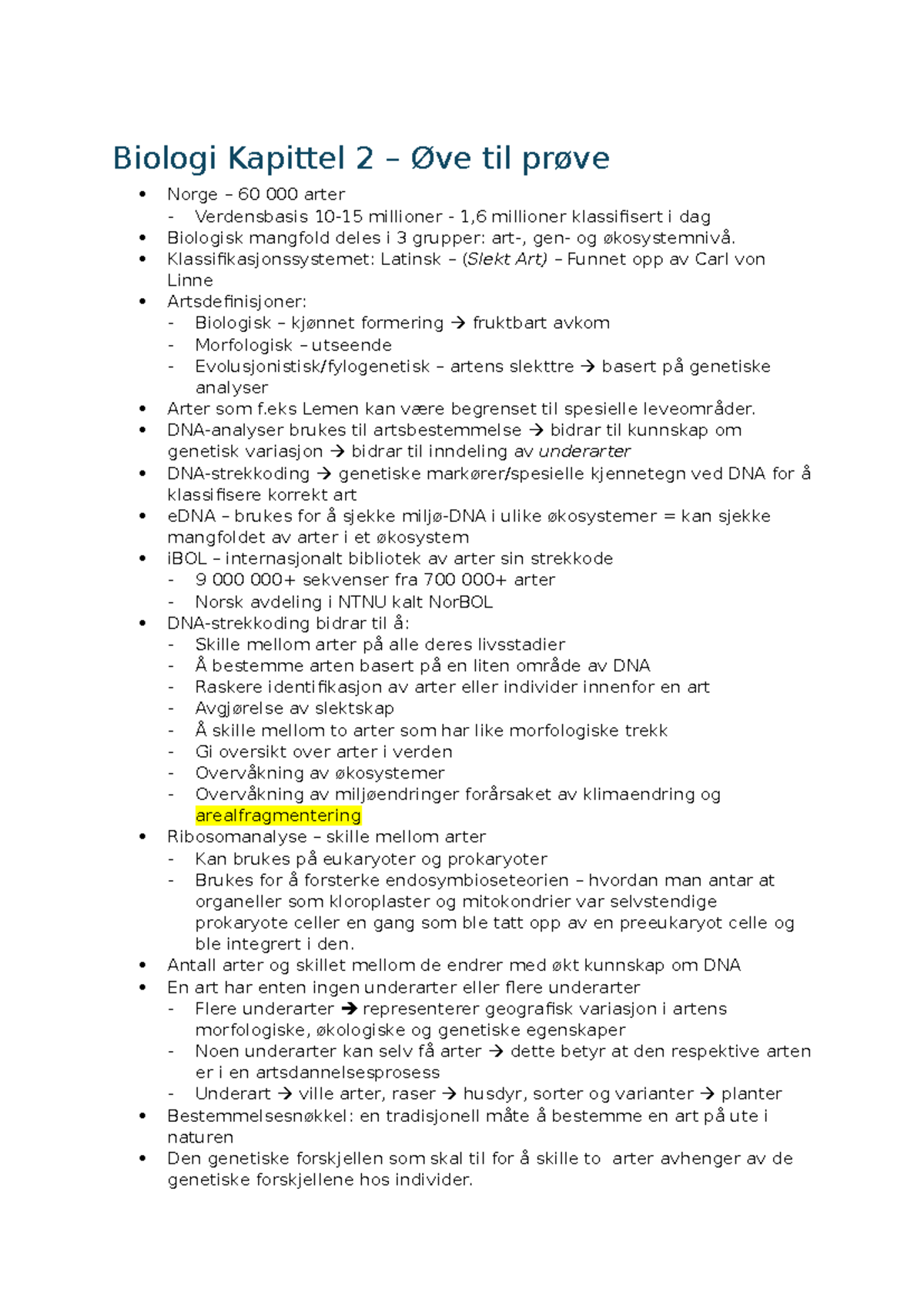 Biologi kapittel 2 - Biologisk mangfold satt i system - Biologi Kapittel 2 – Øve til prøve Norge ...