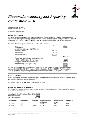 Question Bank - qb accy - ICAEW 2020 Chapter 1: Introduction to ...