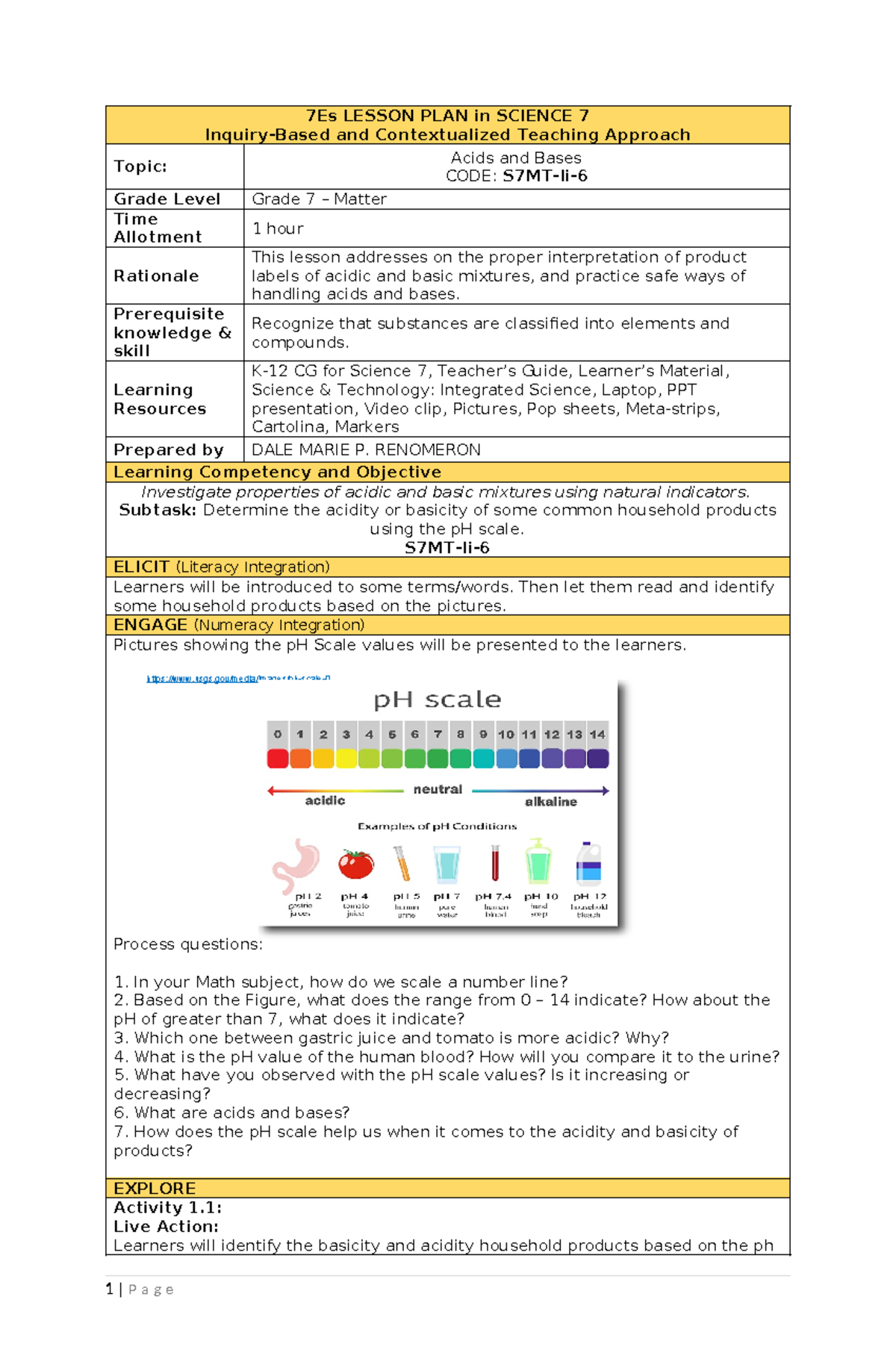 419535583 7Es Lesson Plan in Grade 7 1st Quarter - 7Es LESSON PLAN in ...