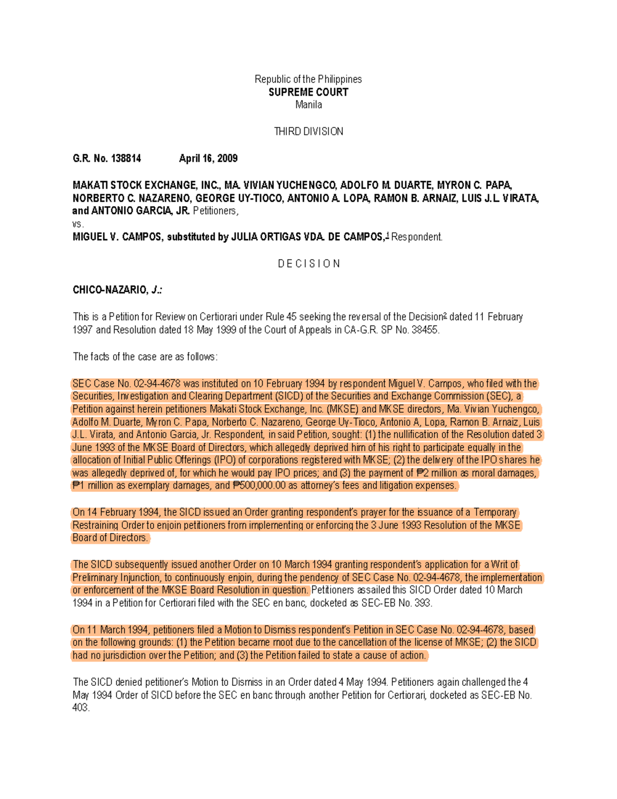 Cases - reference - Republic of the Philippines SUPREME COURT Manila THIRD DIVISION G. No ...