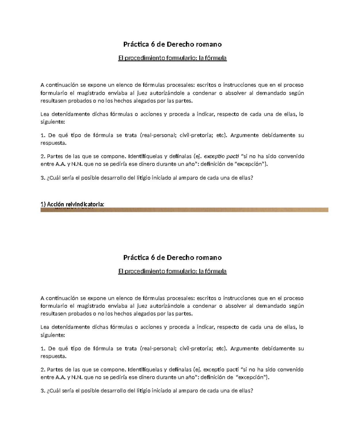 Práctica 6 de Derecho romano - Práctica 6 de Derecho romano El ...