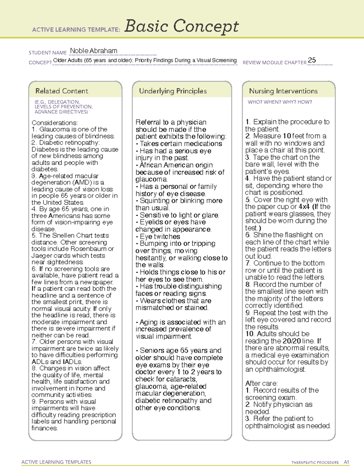 NR 341 GERI Visual Screening Basic Concept ALT ACTIVE LEARNING