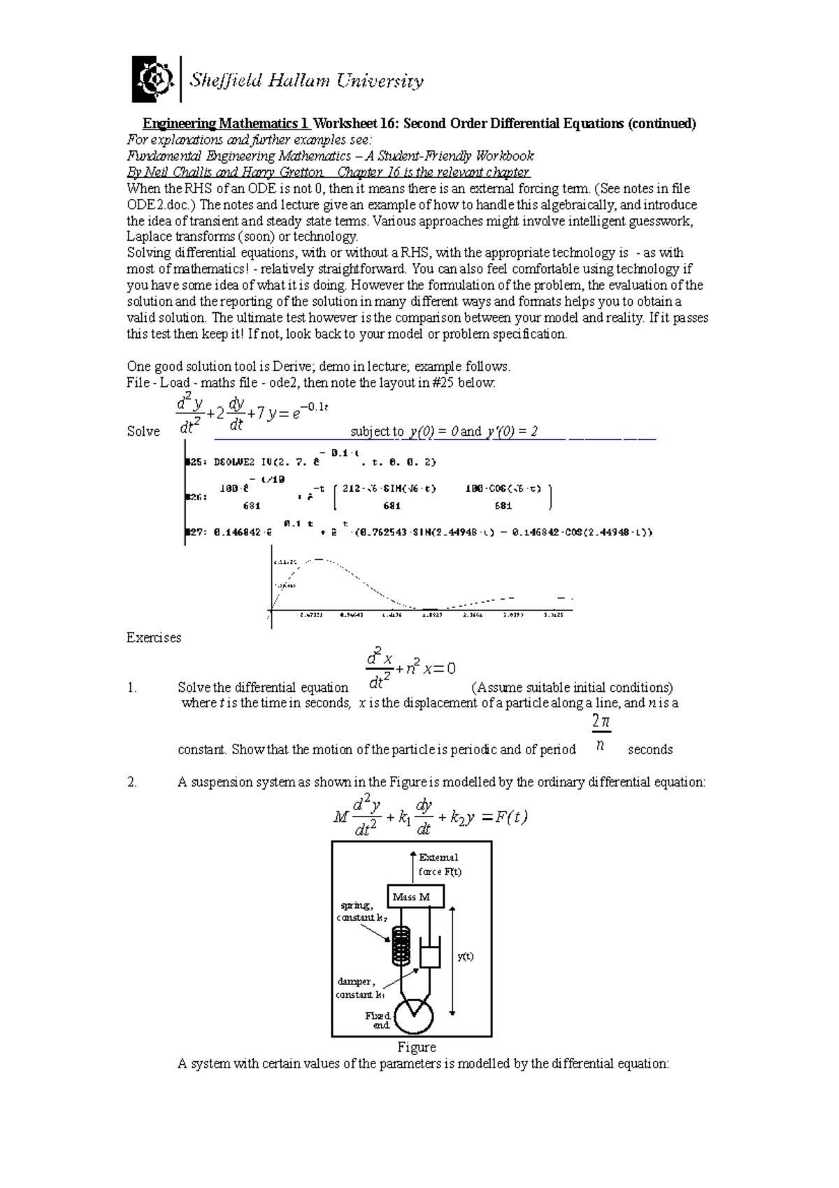 Worksheet 16 - tutorial 16 - Engineering Mathematics 1 Worksheet 16 ...