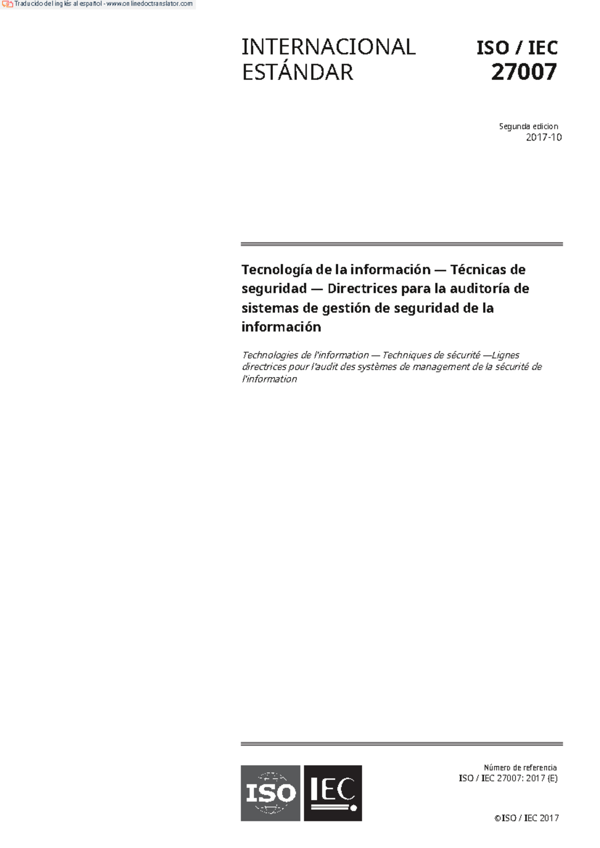 Iso-27007-espaol compress - INTERNACIONAL ESTÁNDAR ISO / IEC 27007 ...