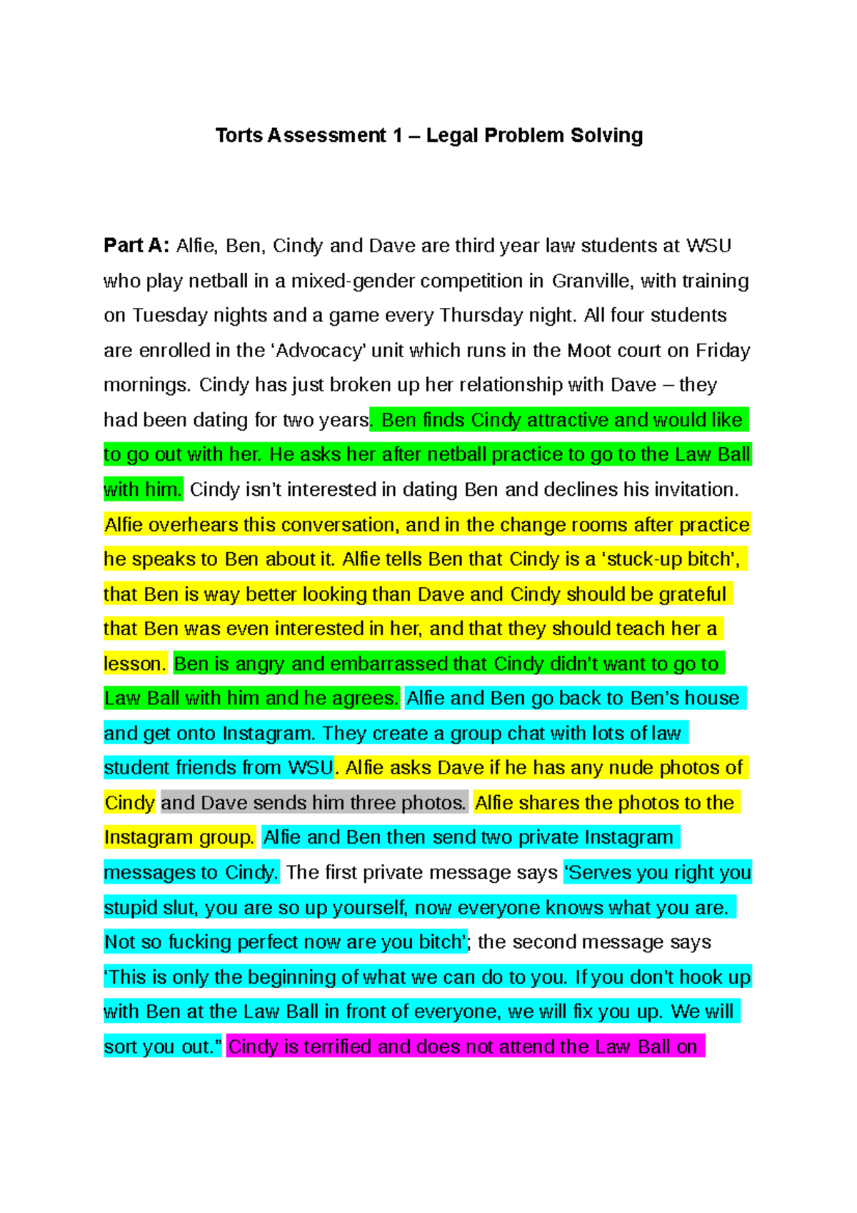 Torts Assessment 1 – Legal Problem Solving - Torts Assessment 1 – Legal ...