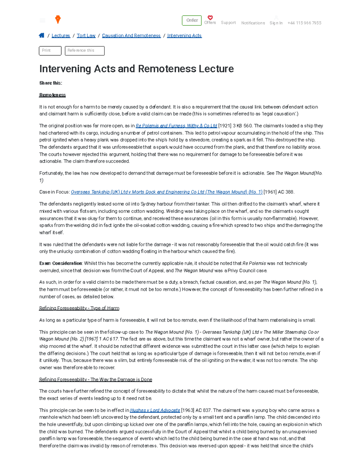 Intervening Acts and Remoteness Lecture - /Lectures/Tort Law/Causation ...