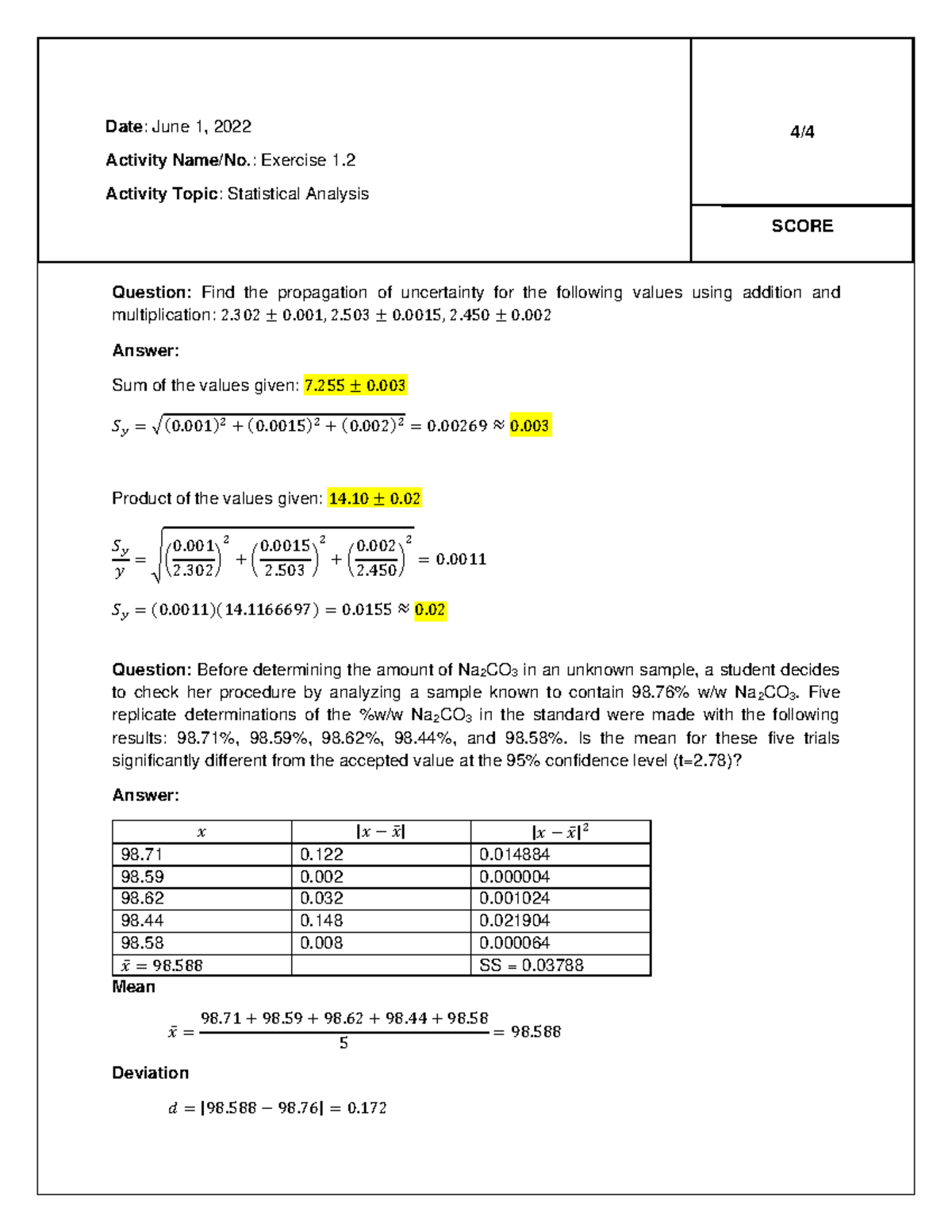 Exercise 1.2 Pagilagan, Kathleen - Question: Find the propagation of ...
