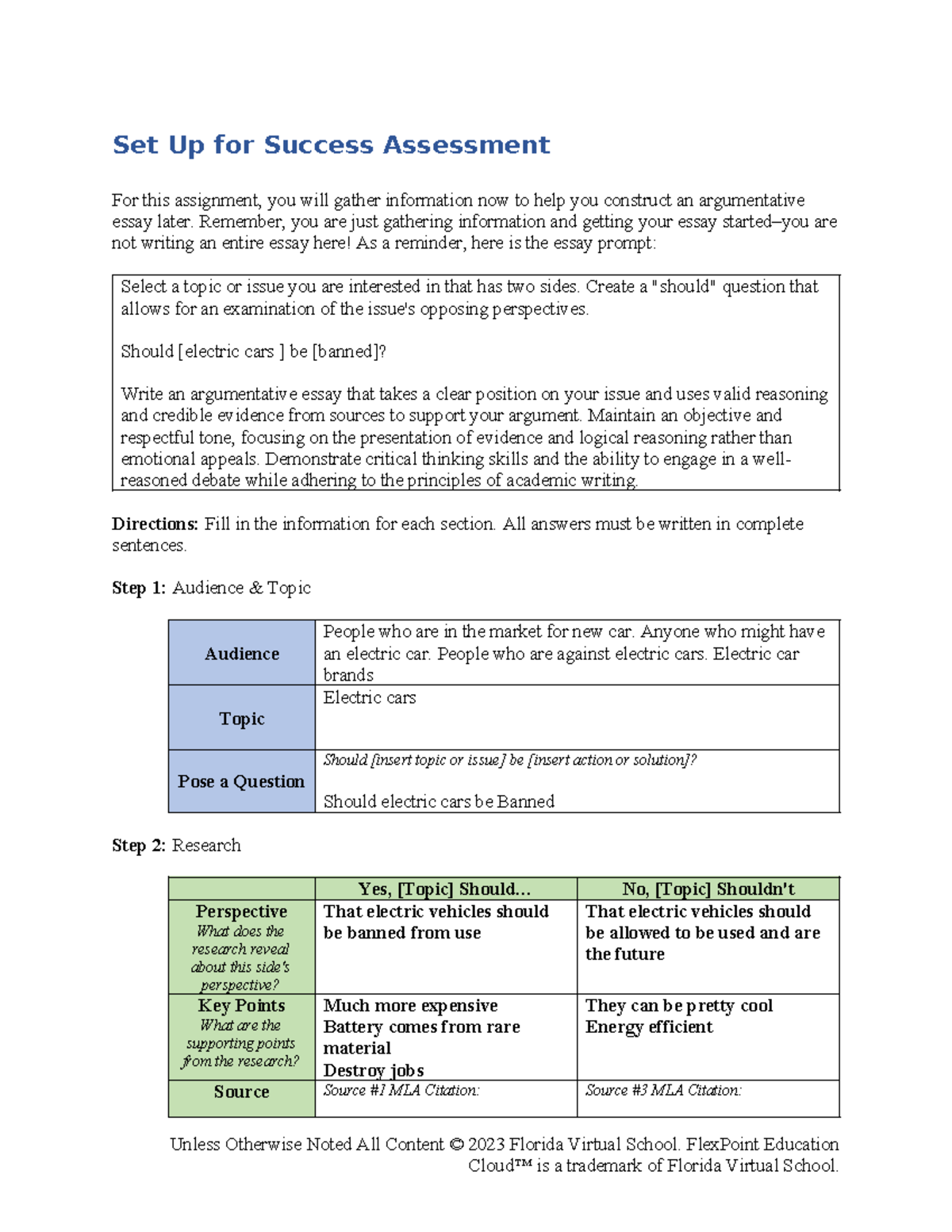 Set up for success - Set Up for Success Assessment For this assignment ...