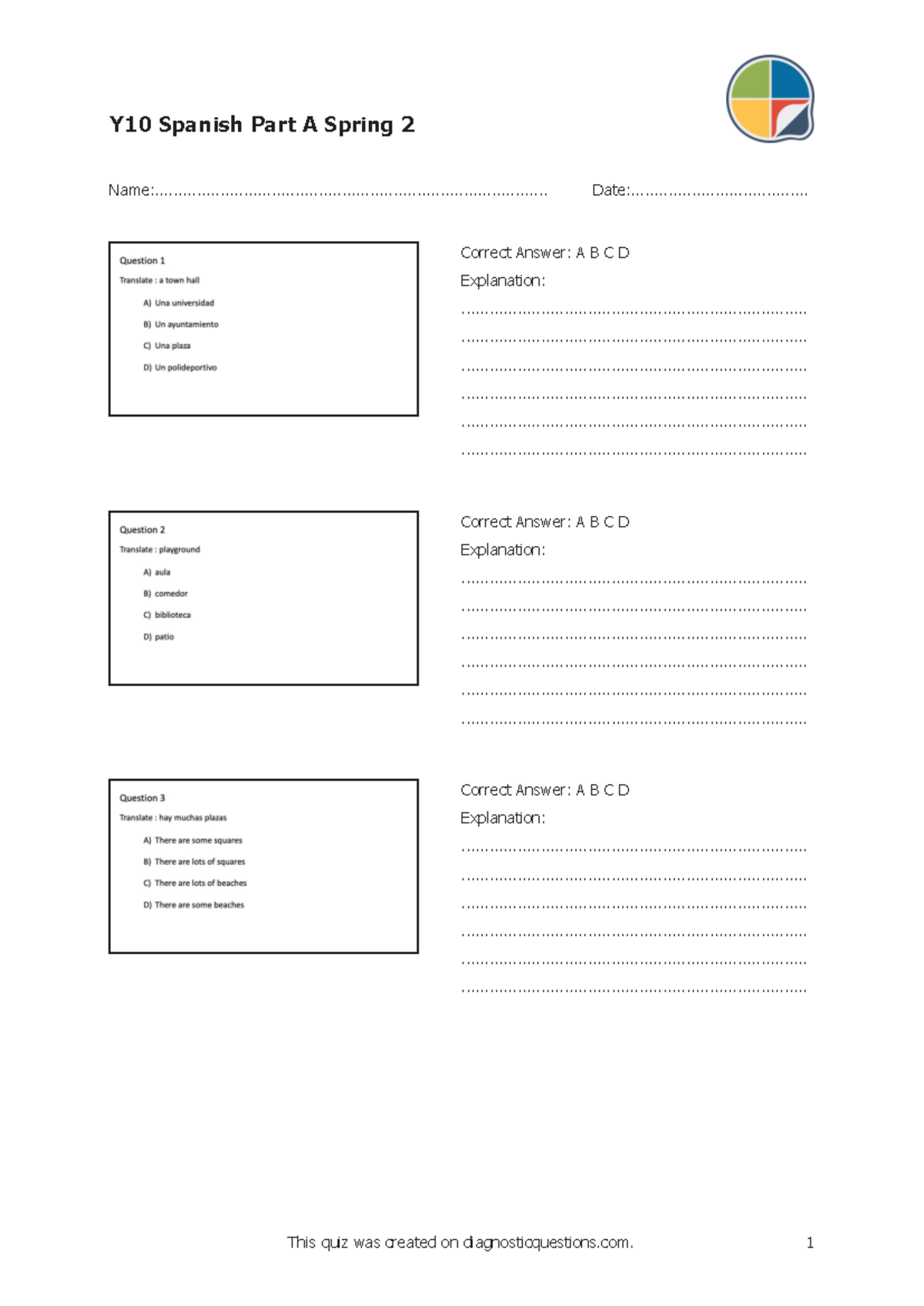 Y10 Spanish Part A Spring 2 - - Studocu