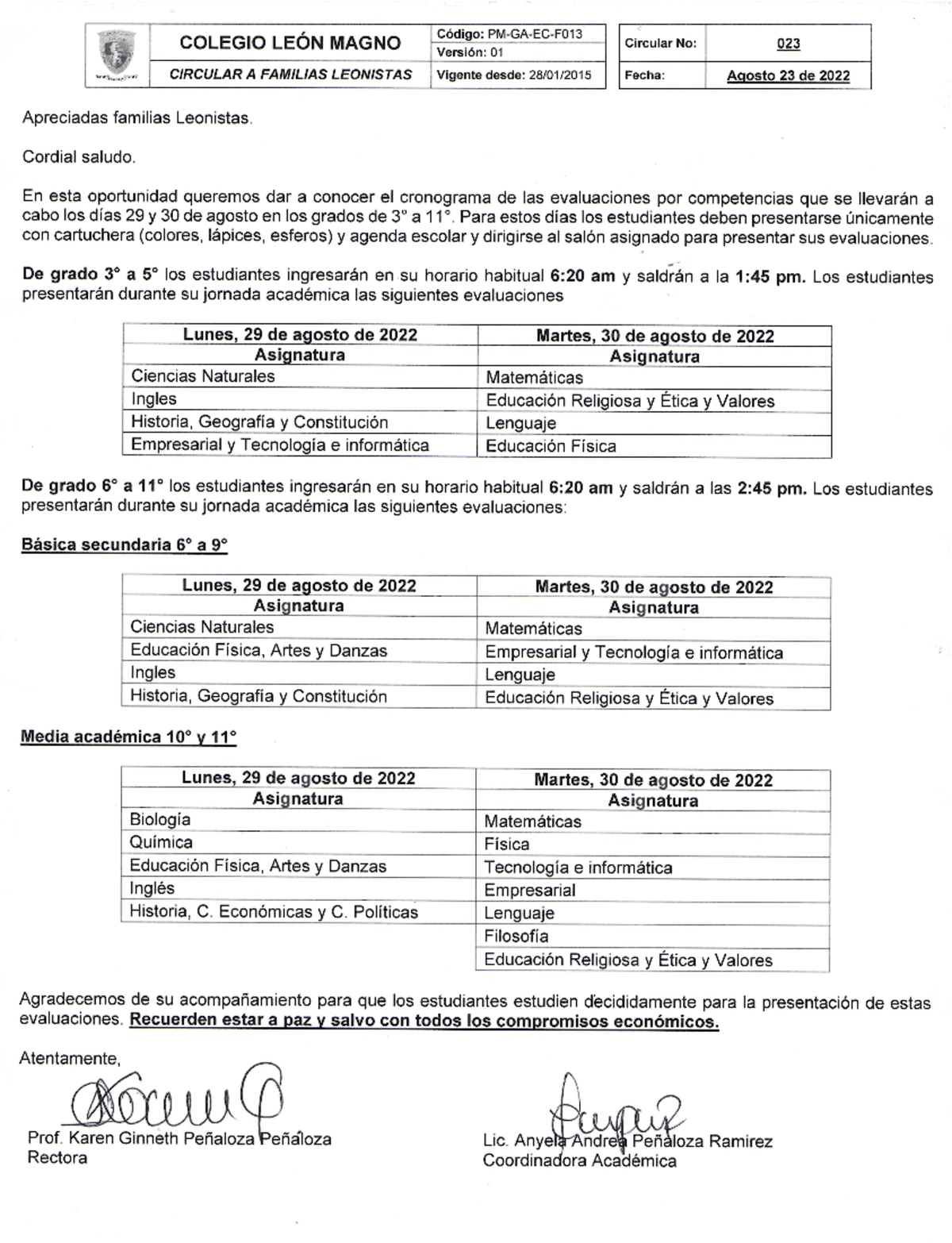 23 - Circular Evaluaciones por Competencias III Periodo - Matematica ...
