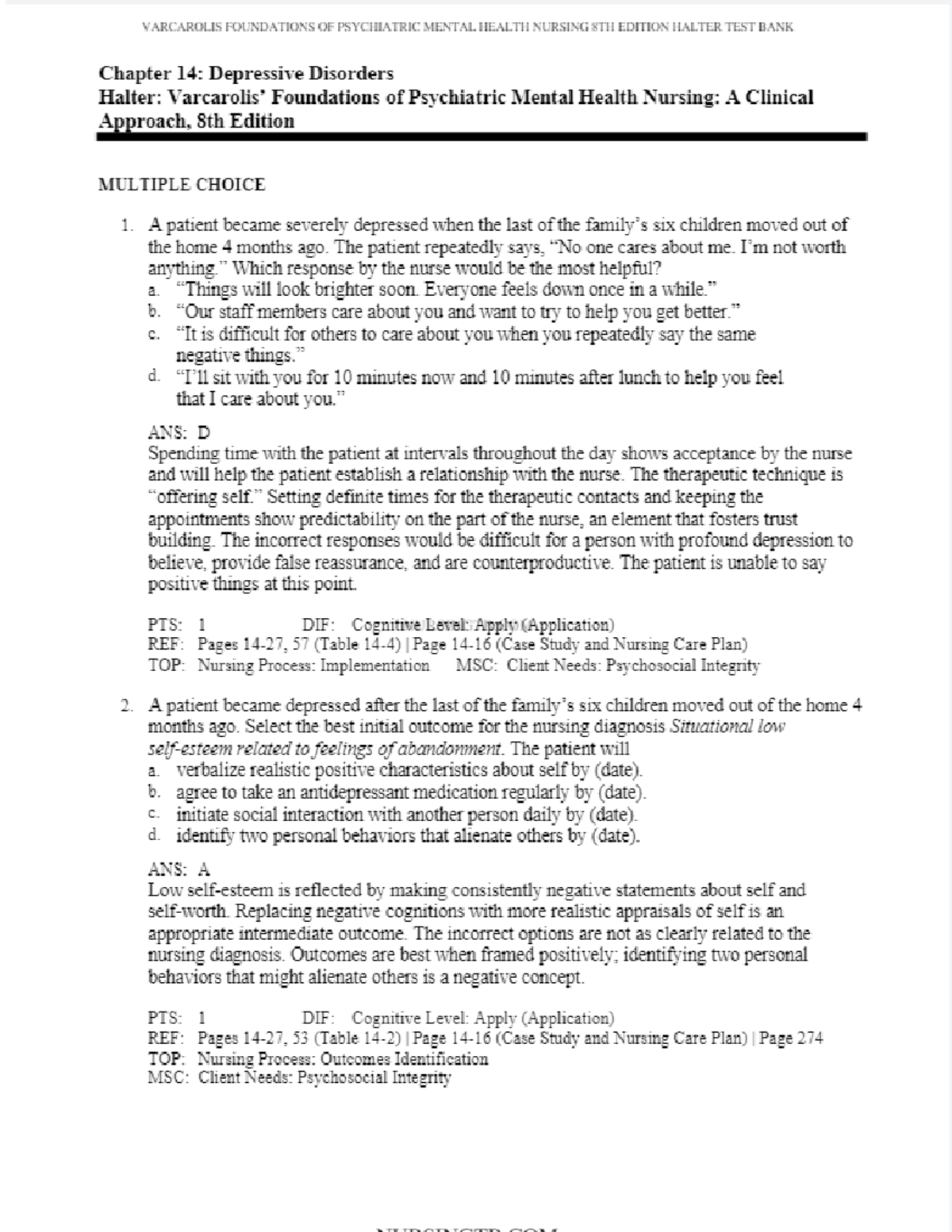 Chapter 14 TB - exam - NURS 340 - Studocu