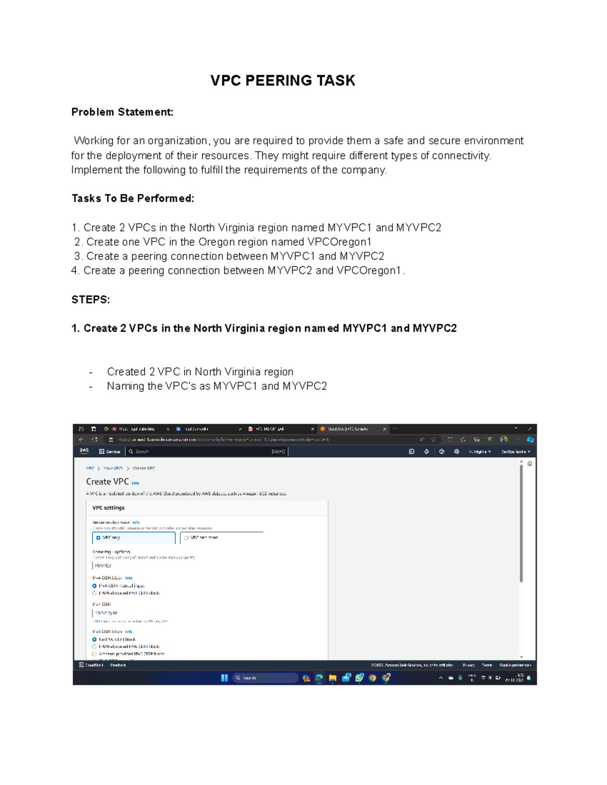 VPC peering and security 14 harshtihreddy - VPC PEERING TASK Problem Statement: Working for an ...